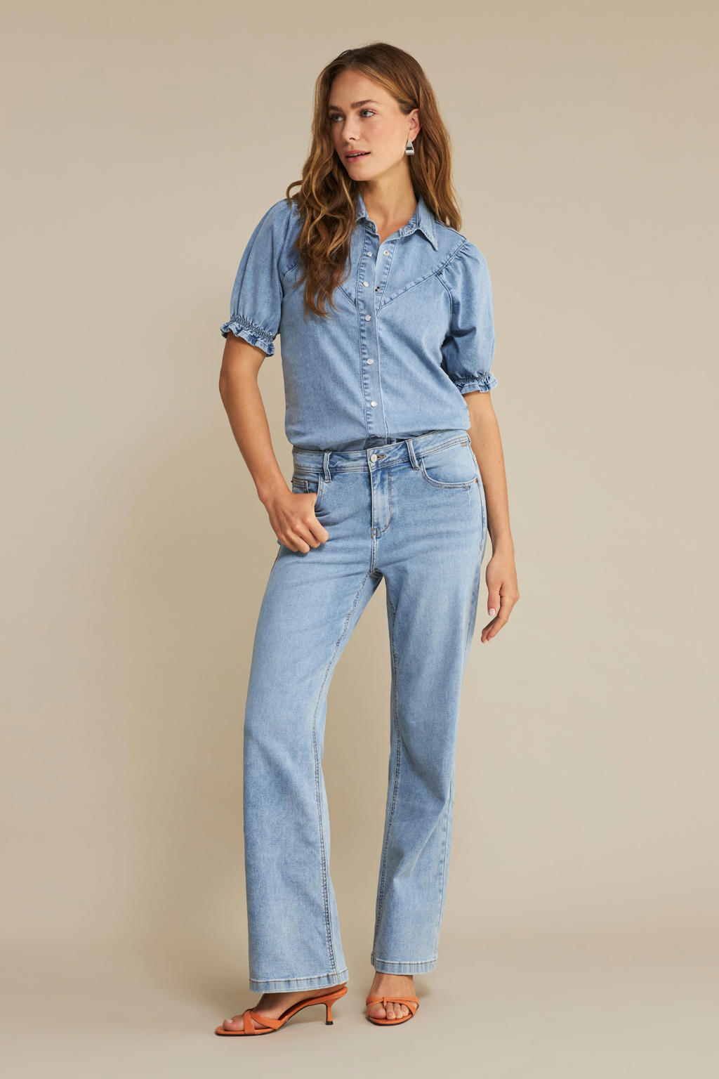 Red Button blouse light blue denim | wehkamp