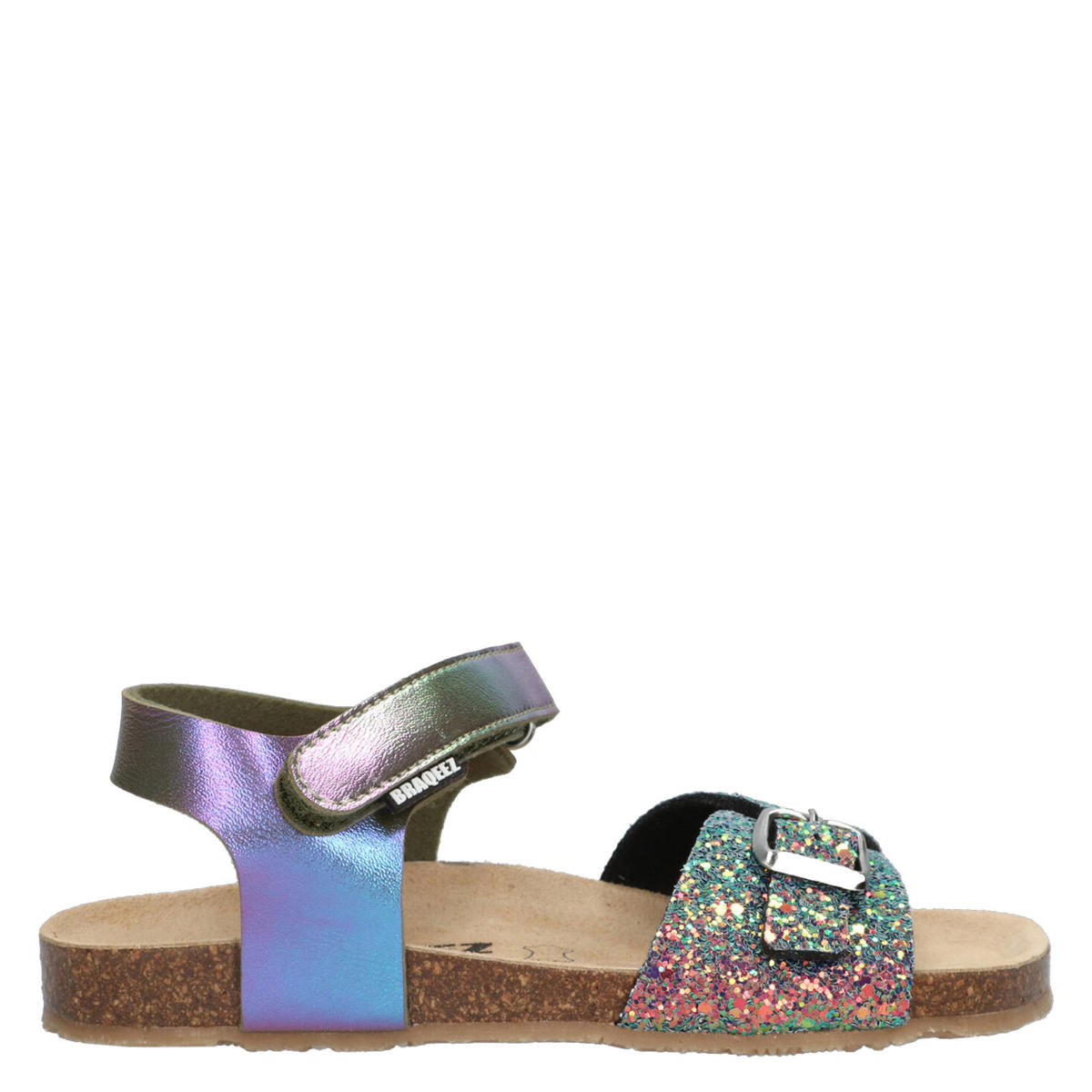 Braqeez Sally Sand sandalen met glitters paars/groen | wehkamp
