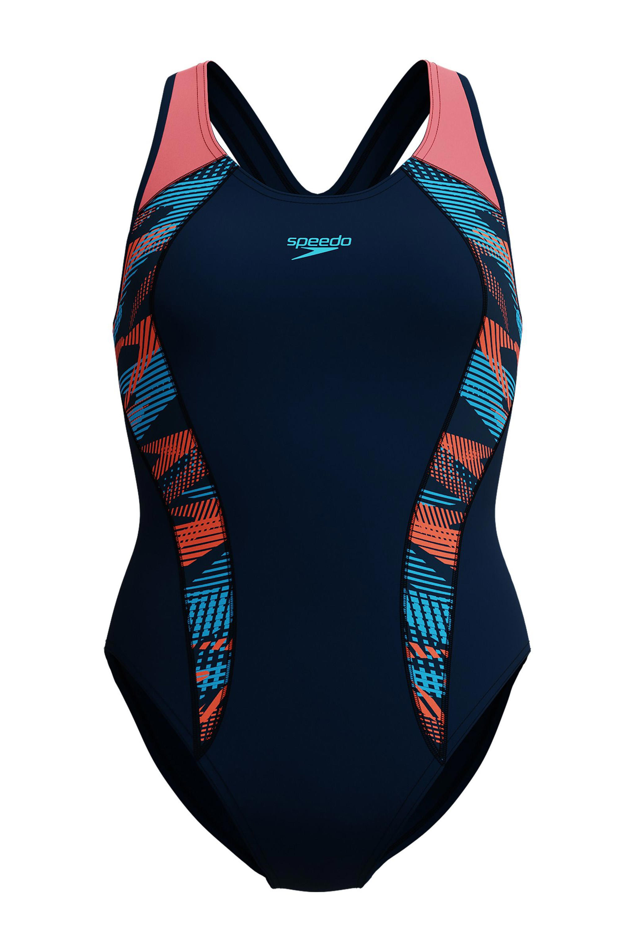 Speedo Endurance+ MAX sportbadpak Laneback donkerblauw/oranje | wehkamp