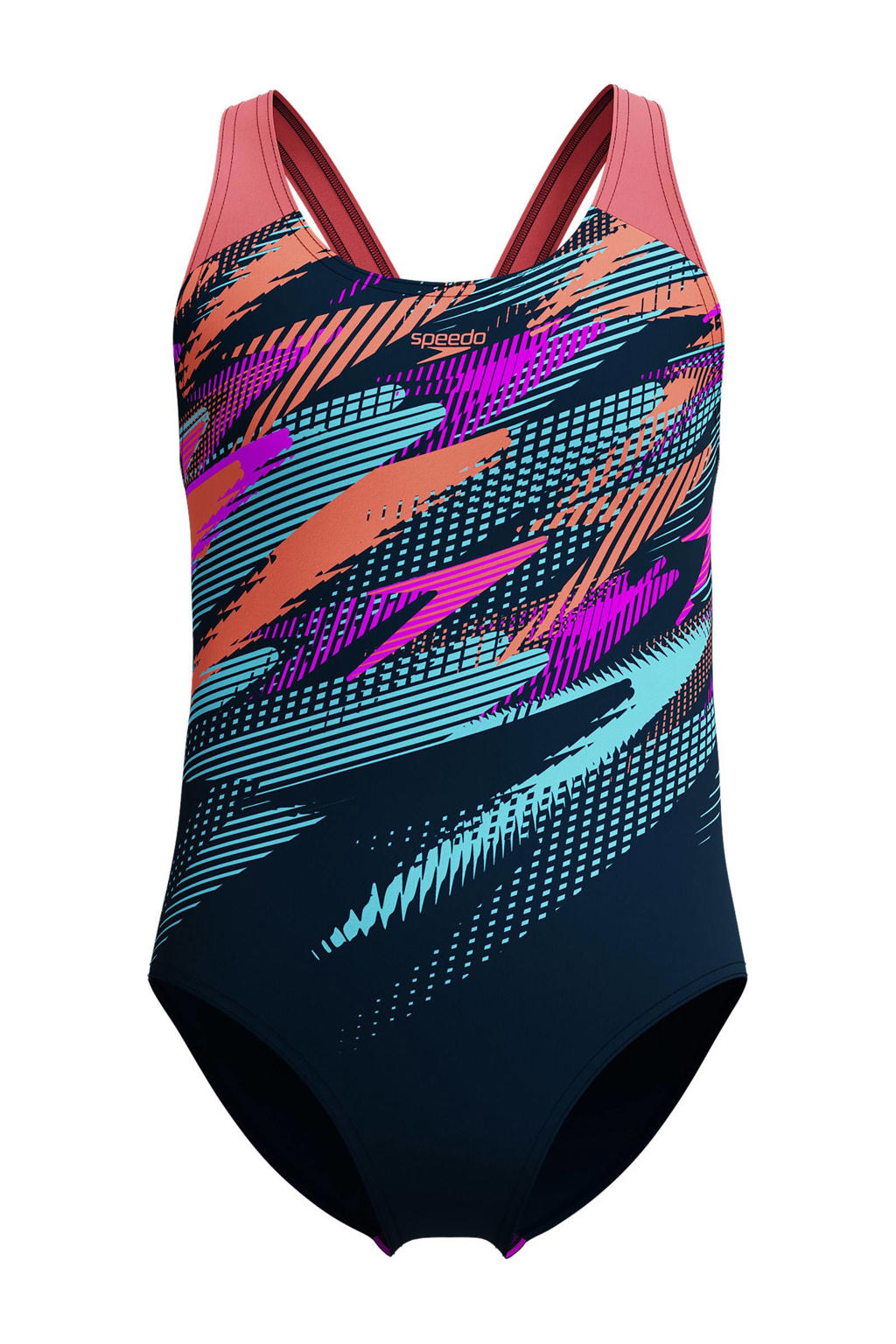 Speedo Endurance+ sportbadpak Splashback donkerblauw/oranje | wehkamp