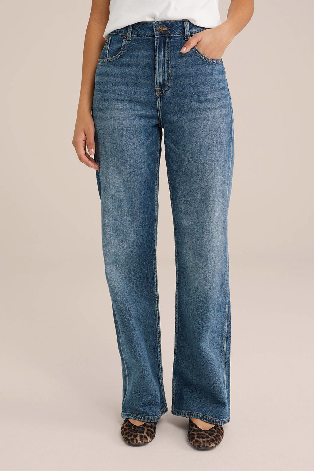 WE Fashion high waist wide leg jeans dark blue denim | wehkamp