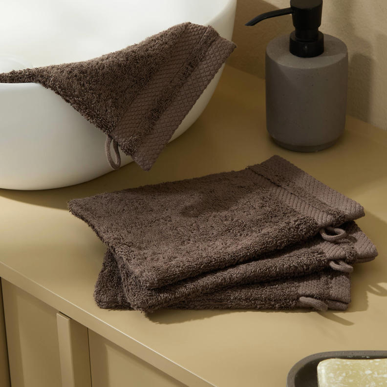 NOUS Living washand donker taupe (set van 4) (15x20 cm) | wehkamp