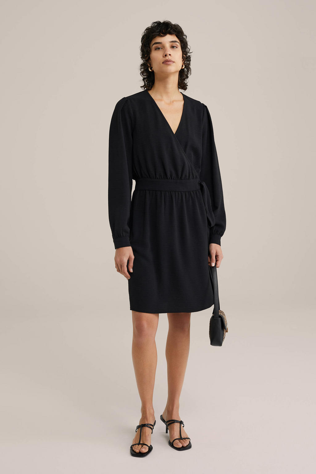 WE Fashion wikkel-/overslagjurk zwart | wehkamp