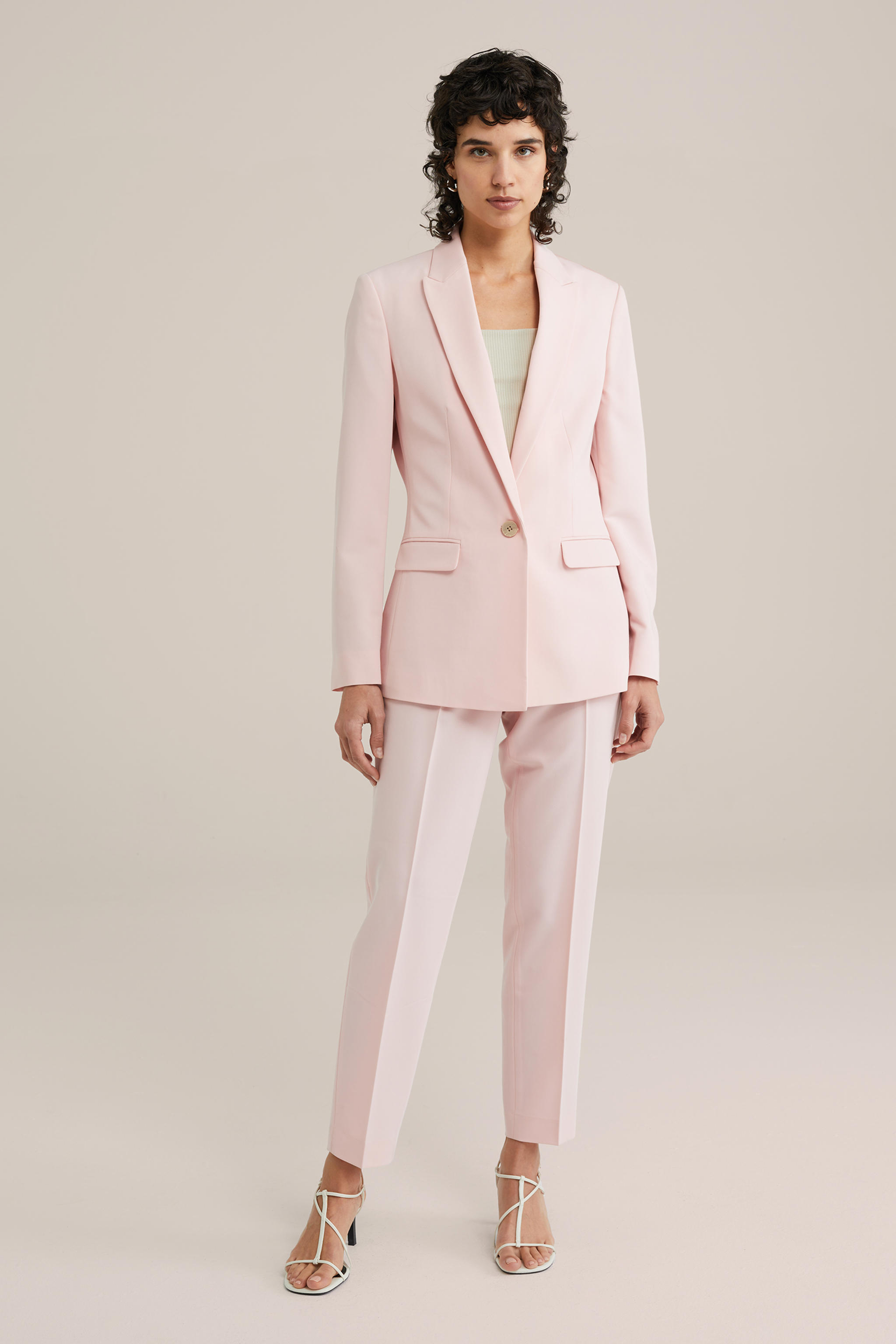 WE Fashion getailleerde blazer lichtroze | wehkamp
