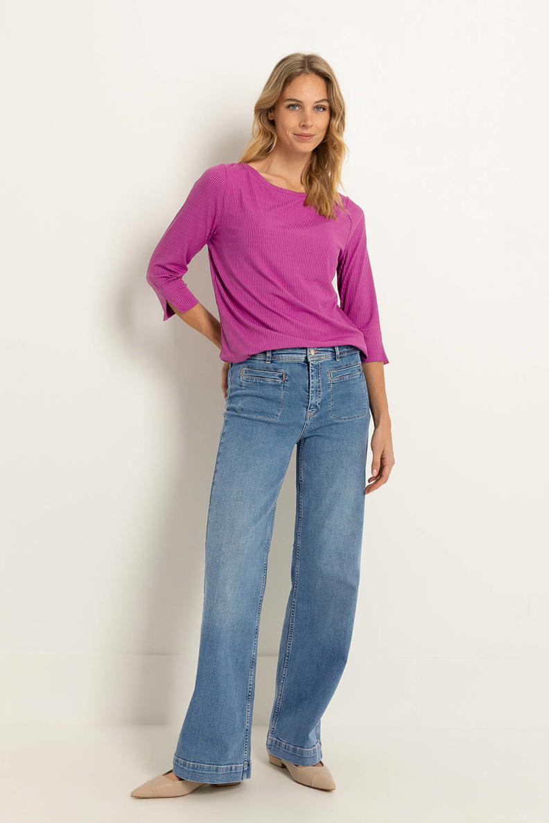 CLAUDIA BY CLAUDIA STRÄTER high waist wide leg jeans medium blue denim ...