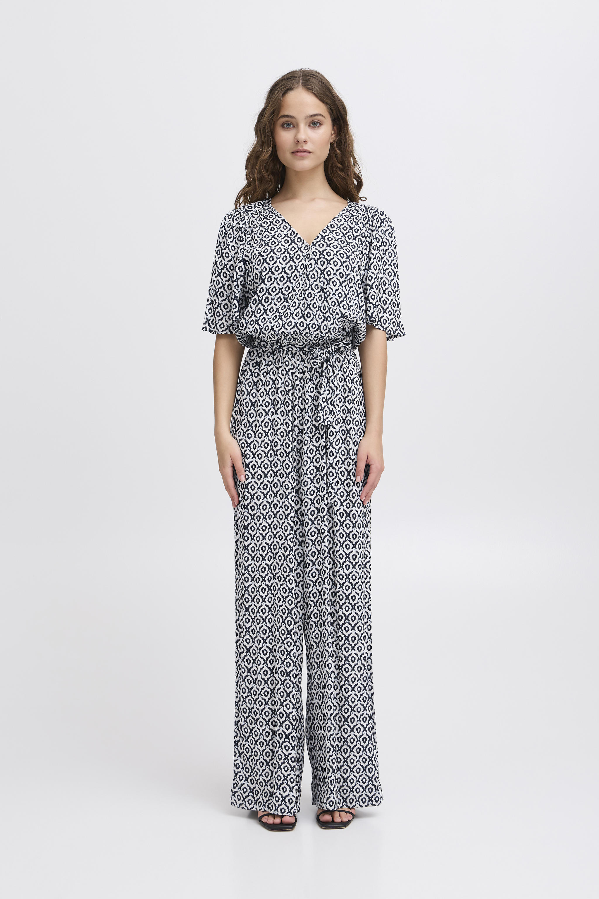 ICHI regular jumpsuit donkerblauw | wehkamp