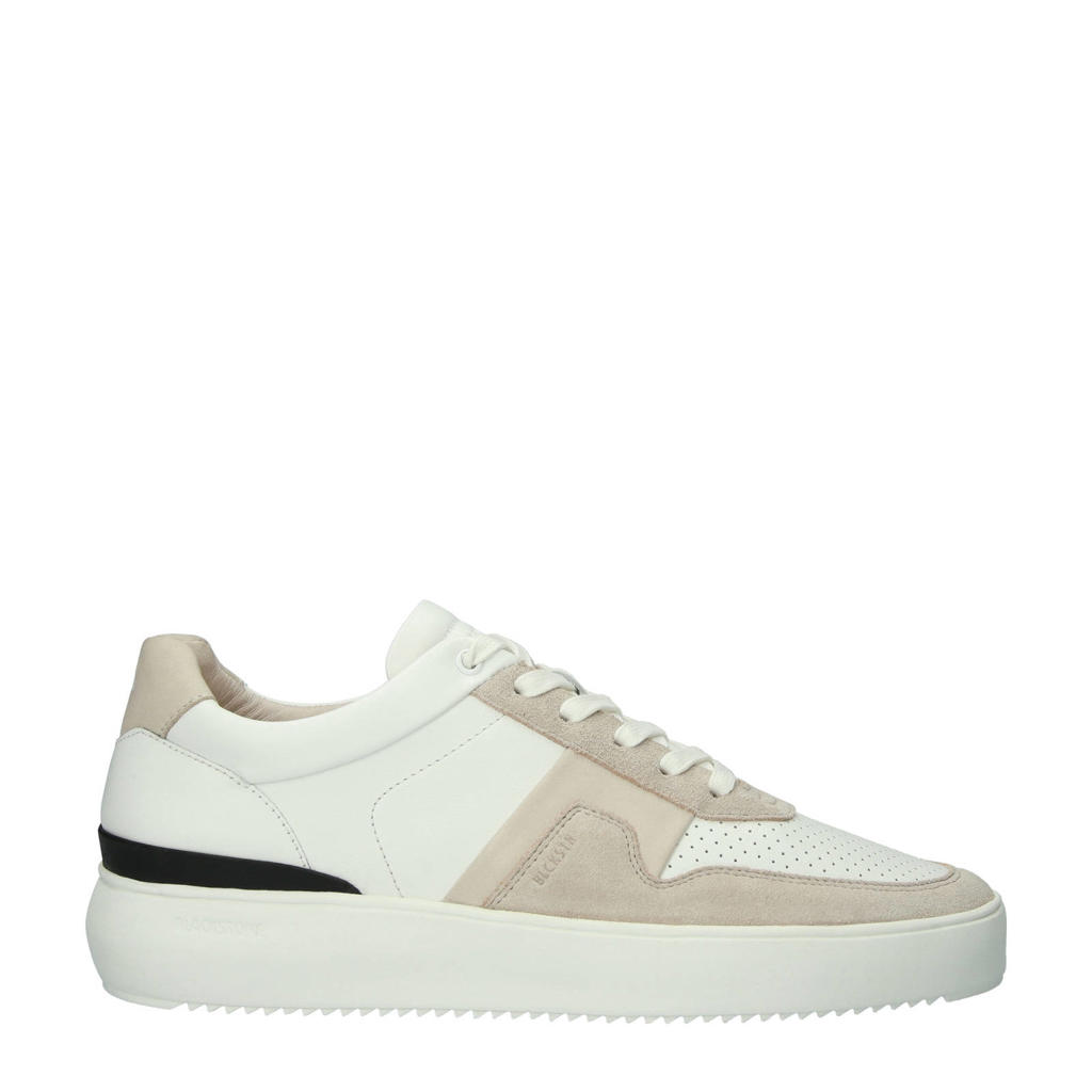 Blackstone Marble Colton leren sneakers wit/zand | wehkamp