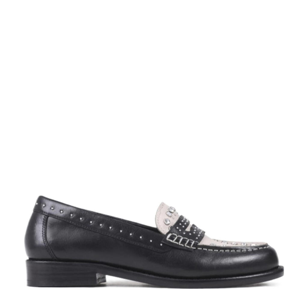 BRONX Friz-O leren loafers zwart/wit | wehkamp