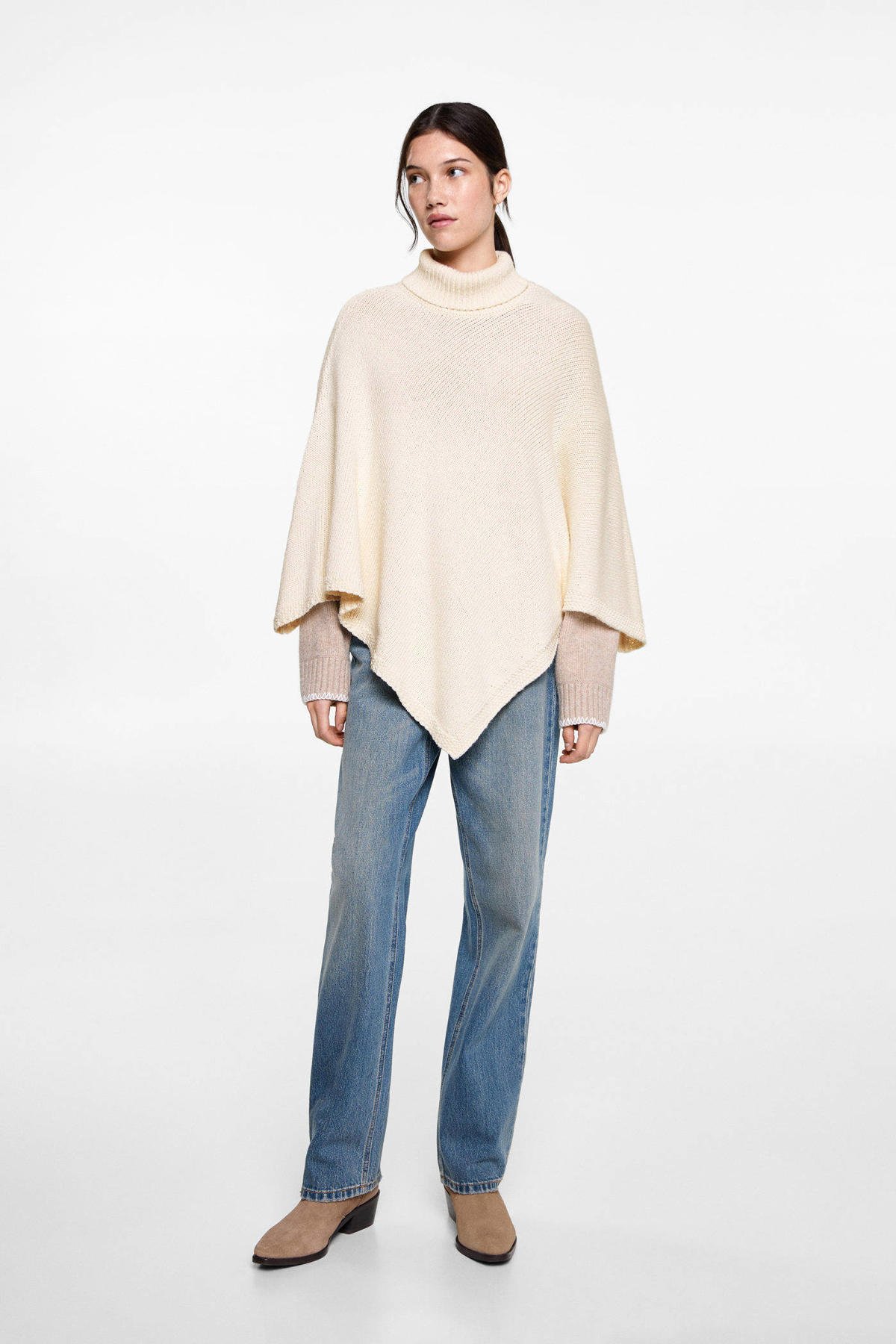 MANGO TEEN poncho naturel wit | wehkamp