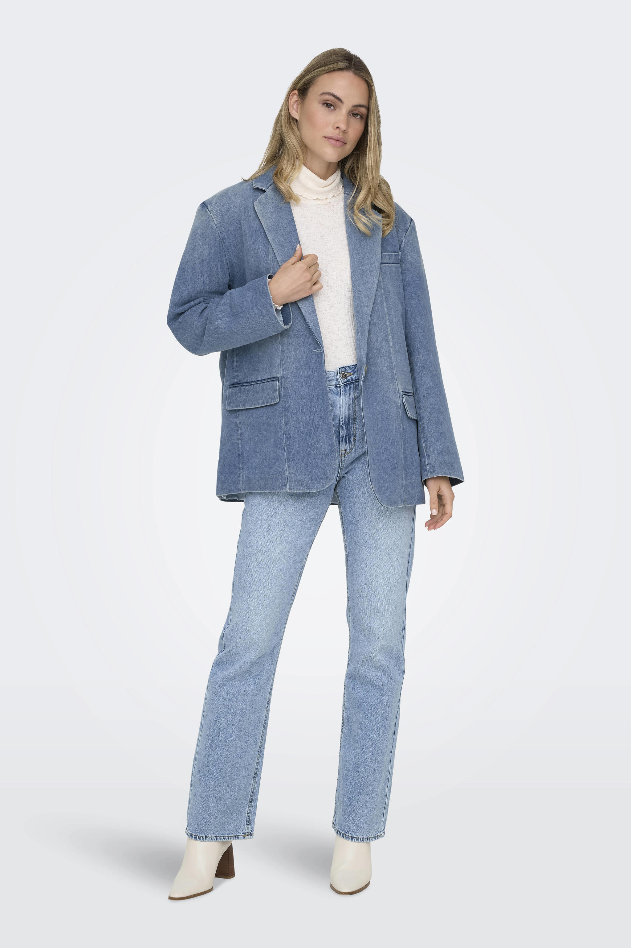 ONLY light blue denim regular blazer | wehkamp