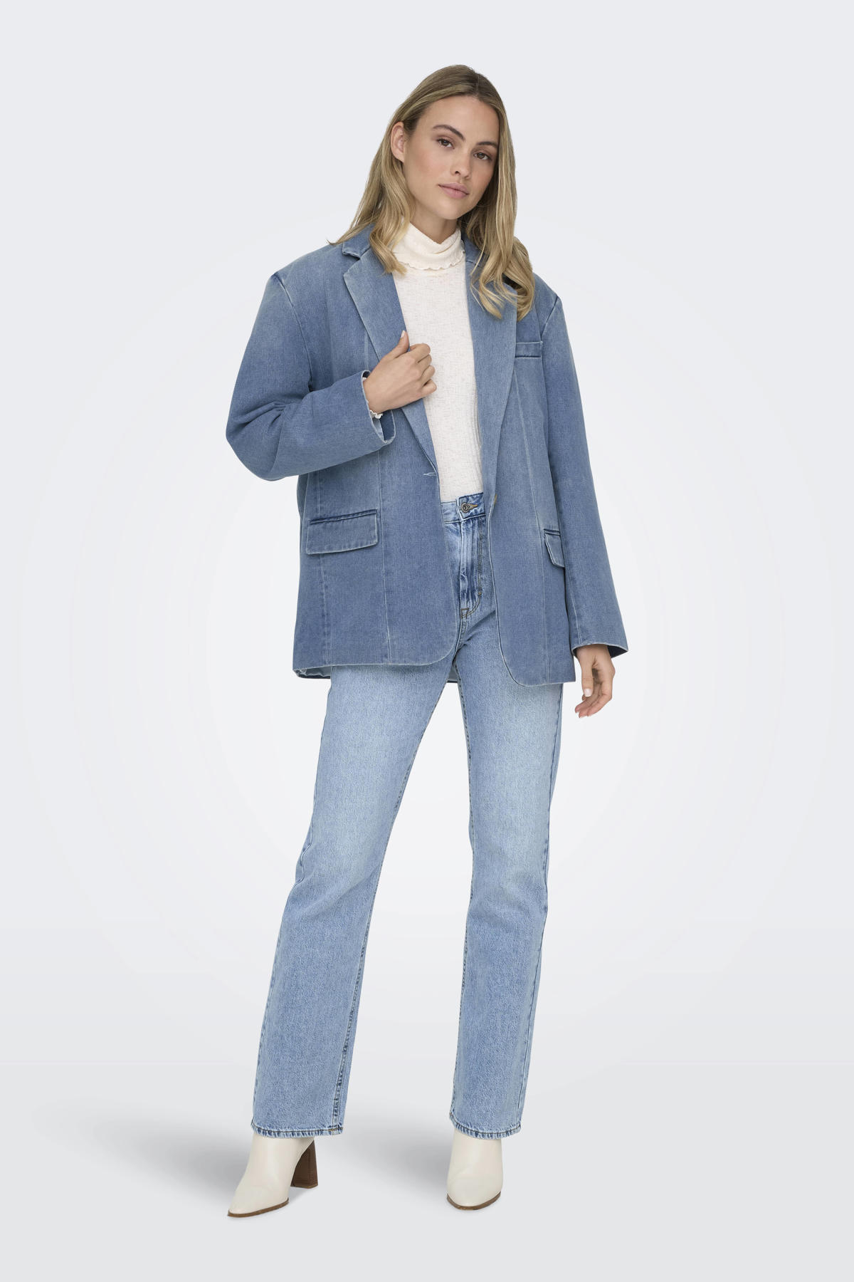ONLY light blue denim regular blazer | wehkamp