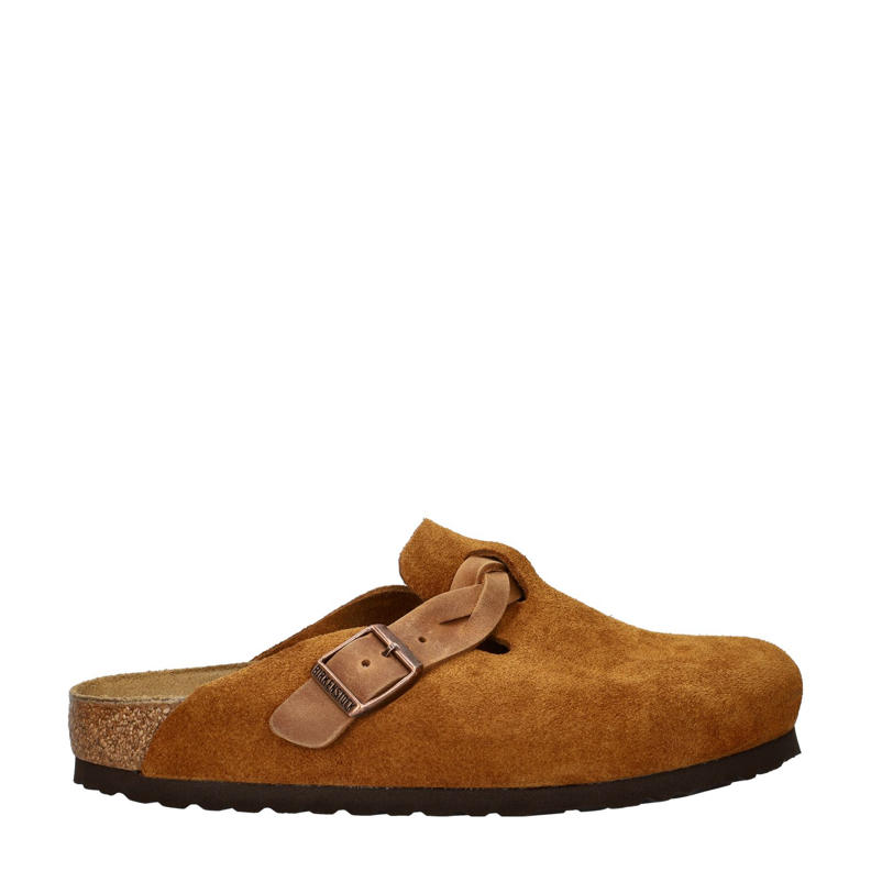 Birkenstock Boston Braided suède clogs cognac | wehkamp
