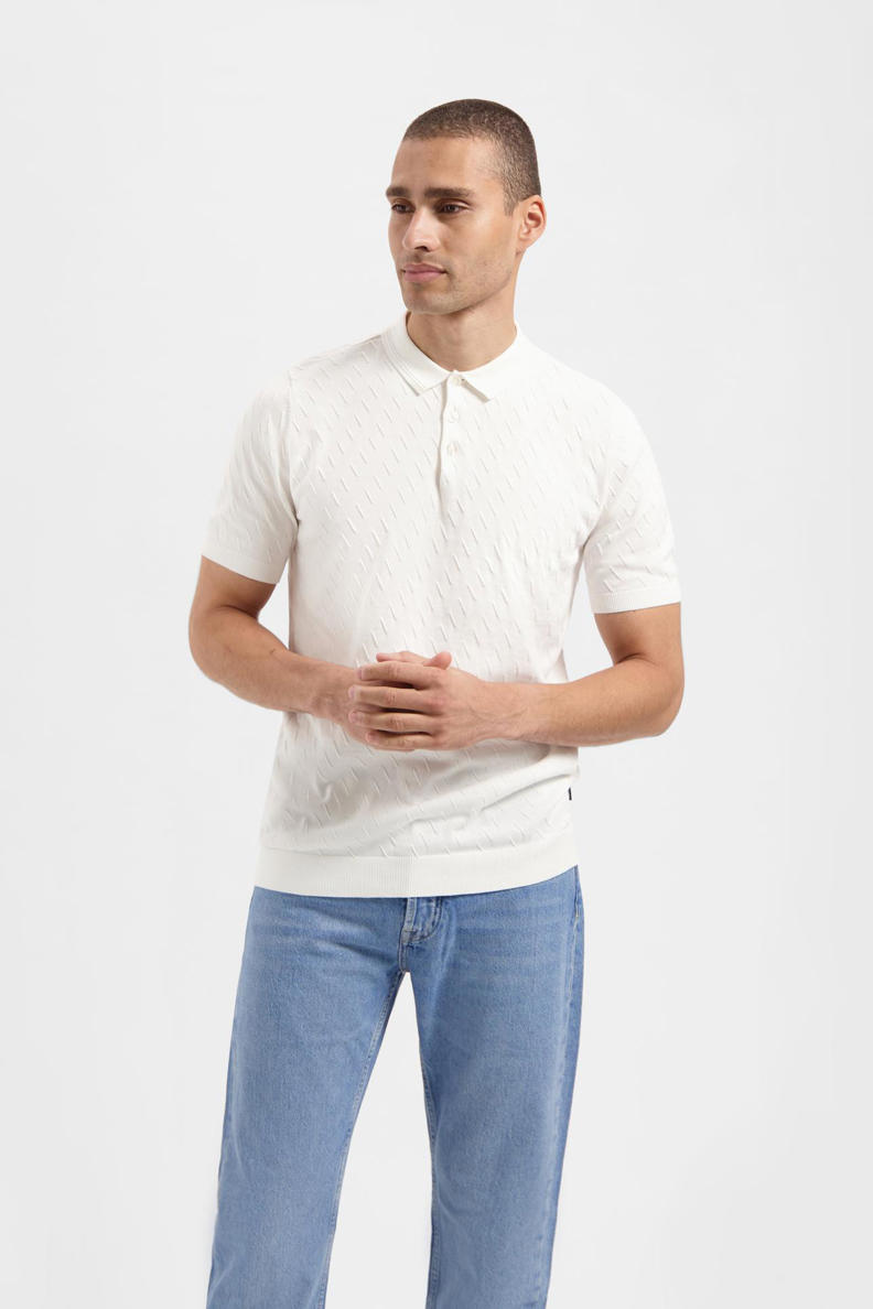 Saint Steve regular polo met textuur wit | wehkamp