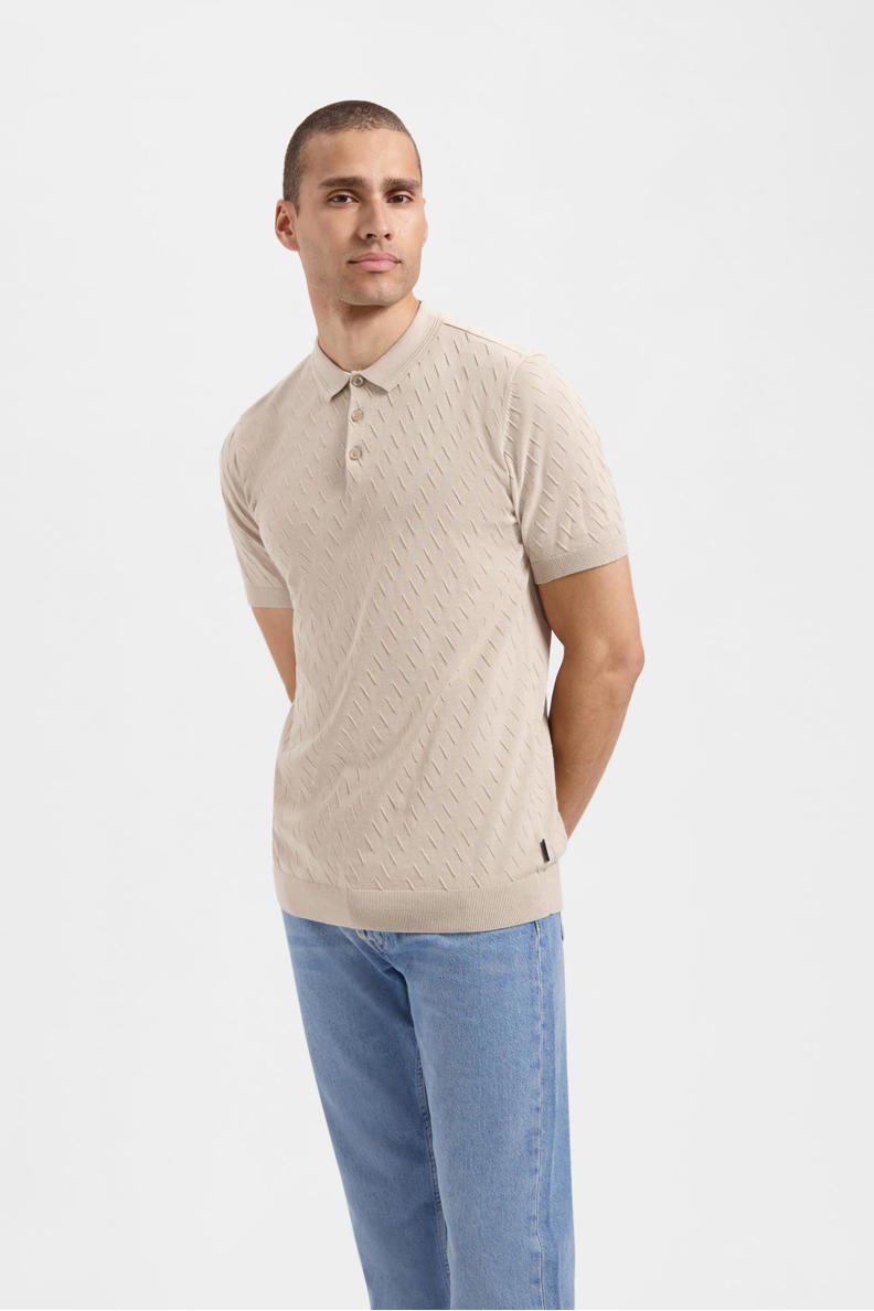 Saint Steve regular polo met textuur zand | wehkamp