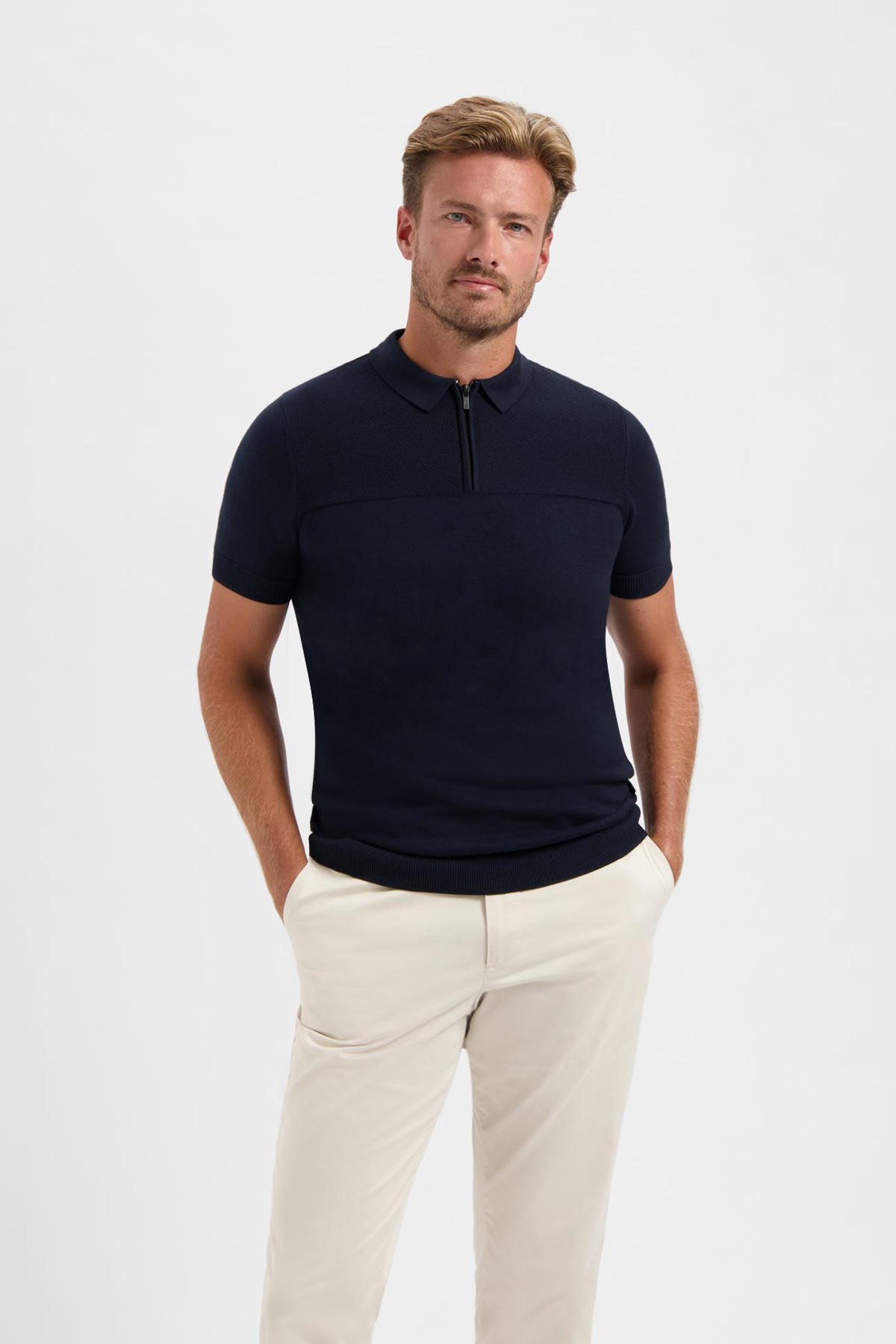 Saint Steve regular polo gebreid | wehkamp