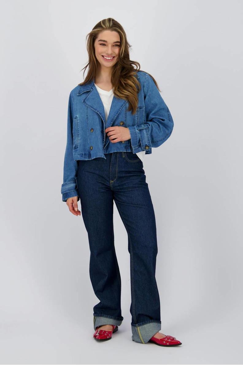 Raizzed trenchcoat Janine medium blue denim | wehkamp