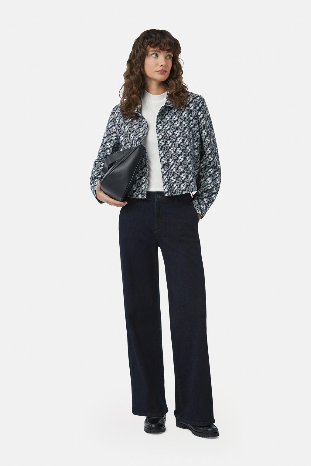 comma high waist wide leg jeans dark blue denim | wehkamp