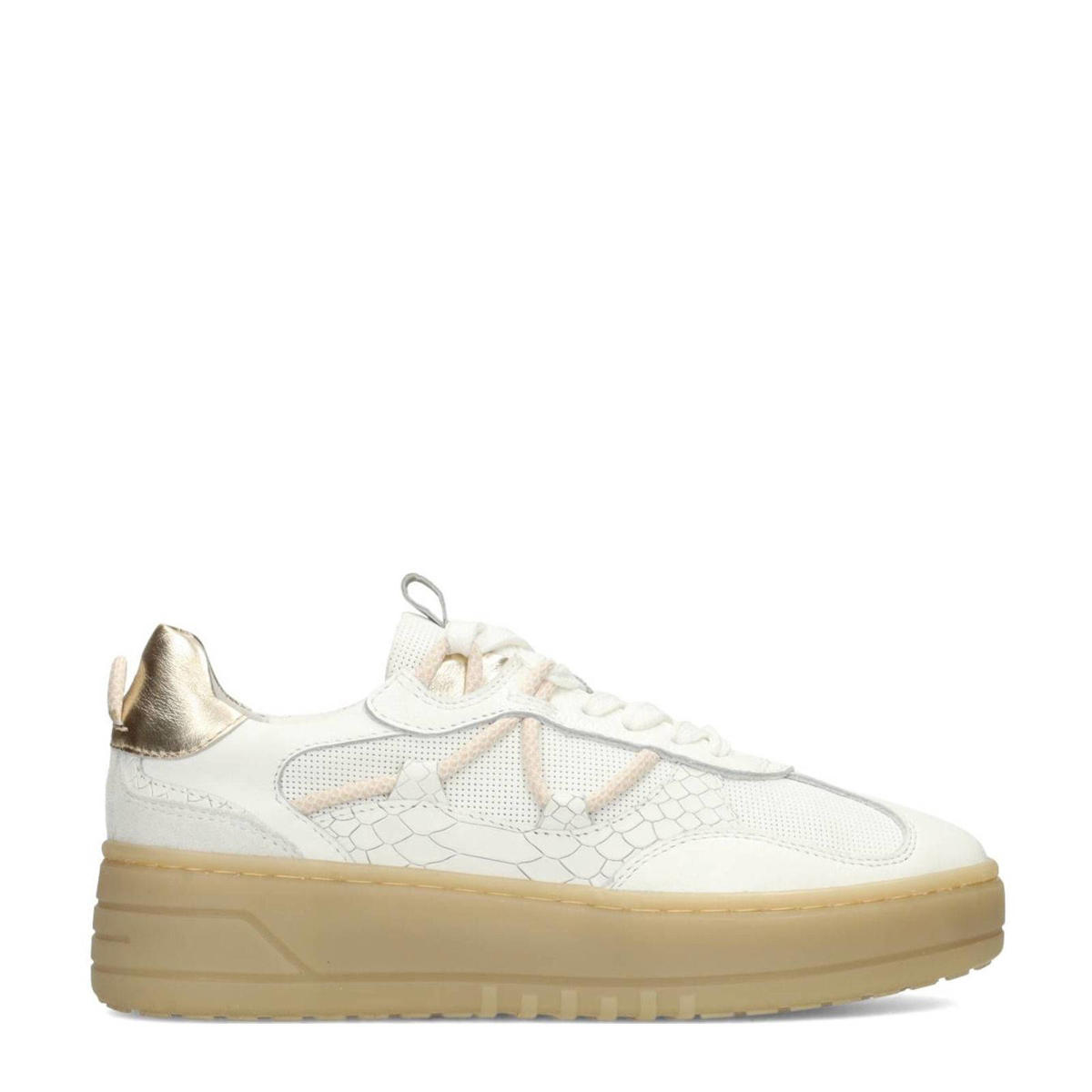 PS Poelman Anemone leren sneakers wit/goud | wehkamp