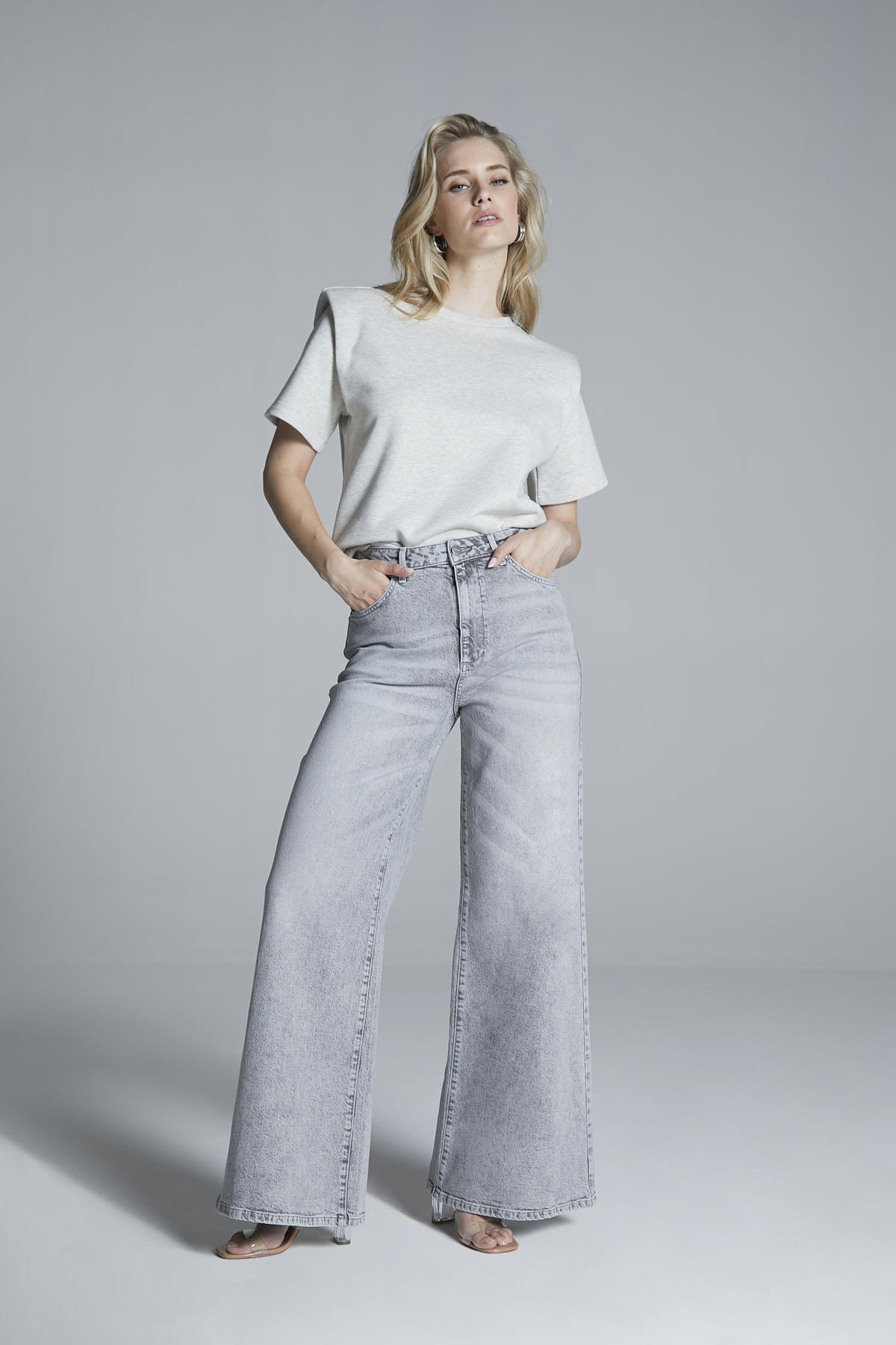 Homage to Denim high waist wide leg jeans Rosie grey denim | wehkamp