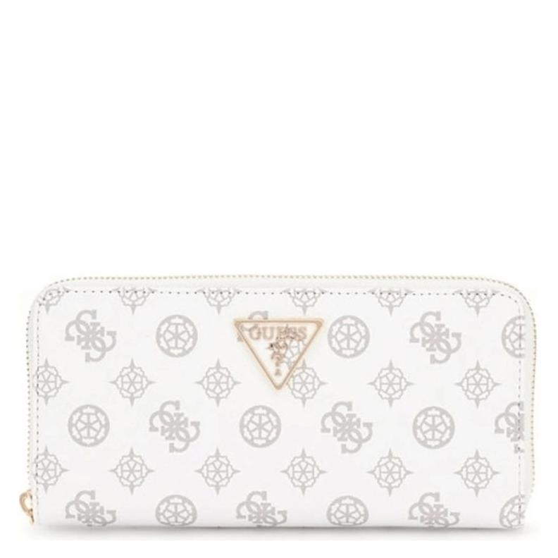 GUESS portemonnee Laurel met logoprint wit/lichtroze | wehkamp