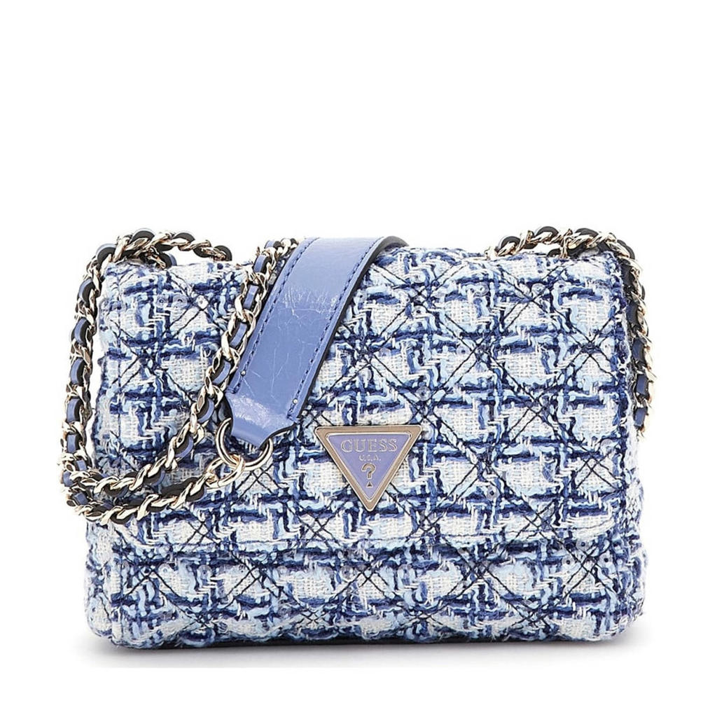 GUESS tweed crossbody tas Giully Mini blauw | wehkamp