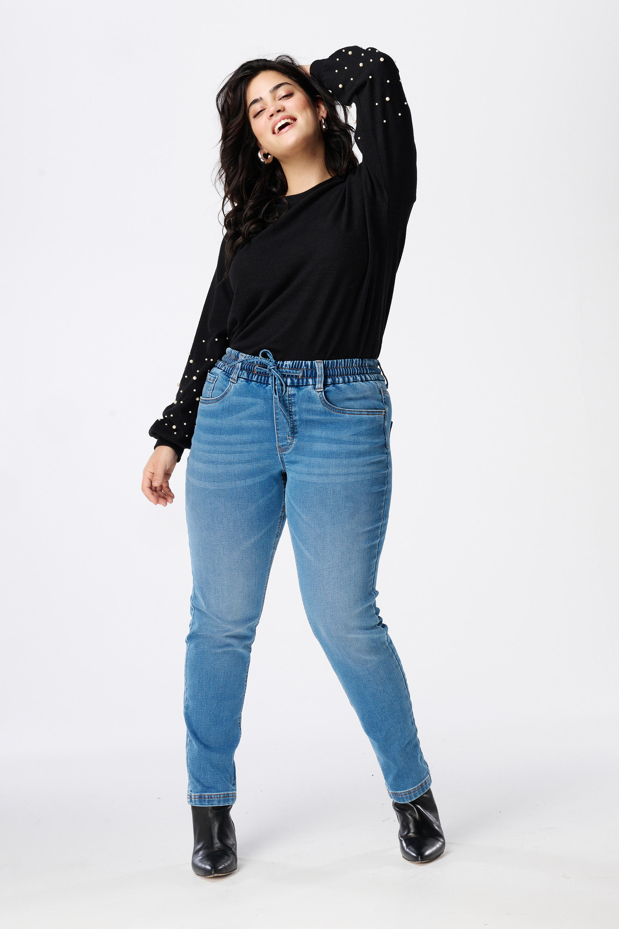 MS Mode pullover zwart met parels | wehkamp