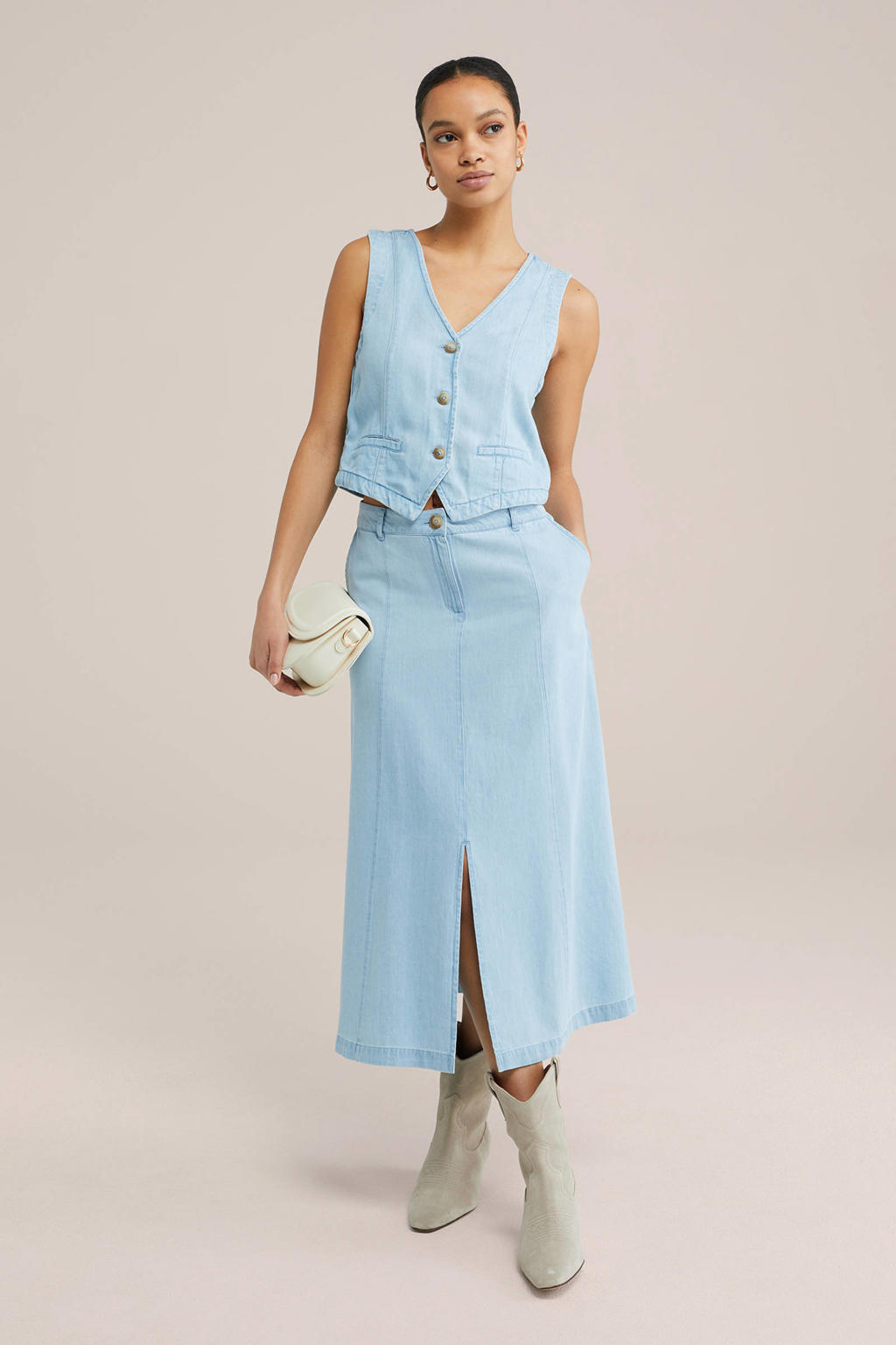 WE Fashion Blue Ridge gilet light blue denim | wehkamp