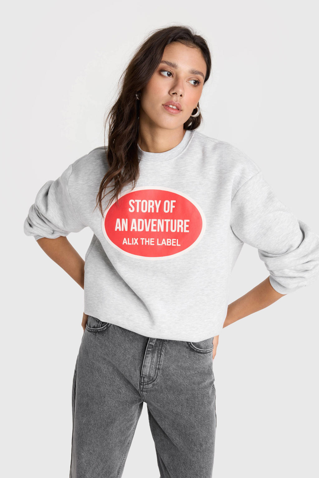 Alix the Label sweater lichtgrijs | wehkamp