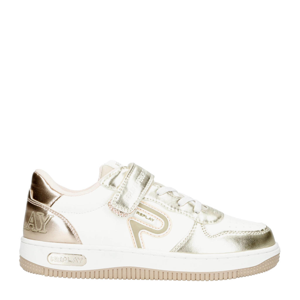 REPLAY Epic jr low-V 14 sneakers wit/goud | wehkamp