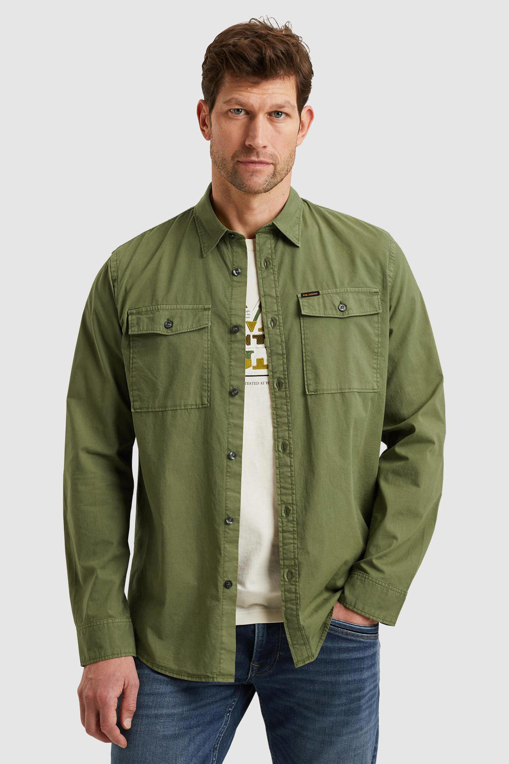 PME Legend casual overhemd groen | wehkamp