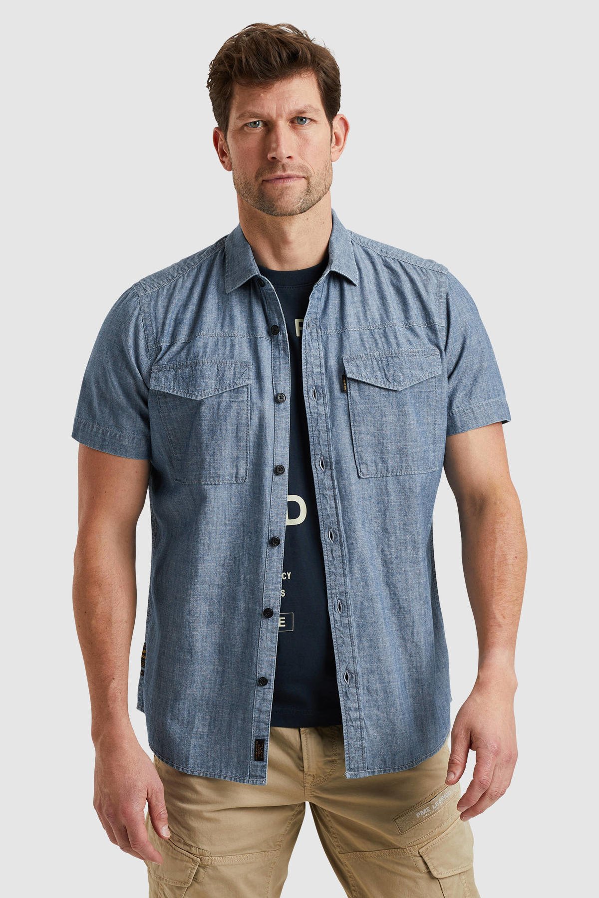PME Legend denim casual overhemd blauw | wehkamp