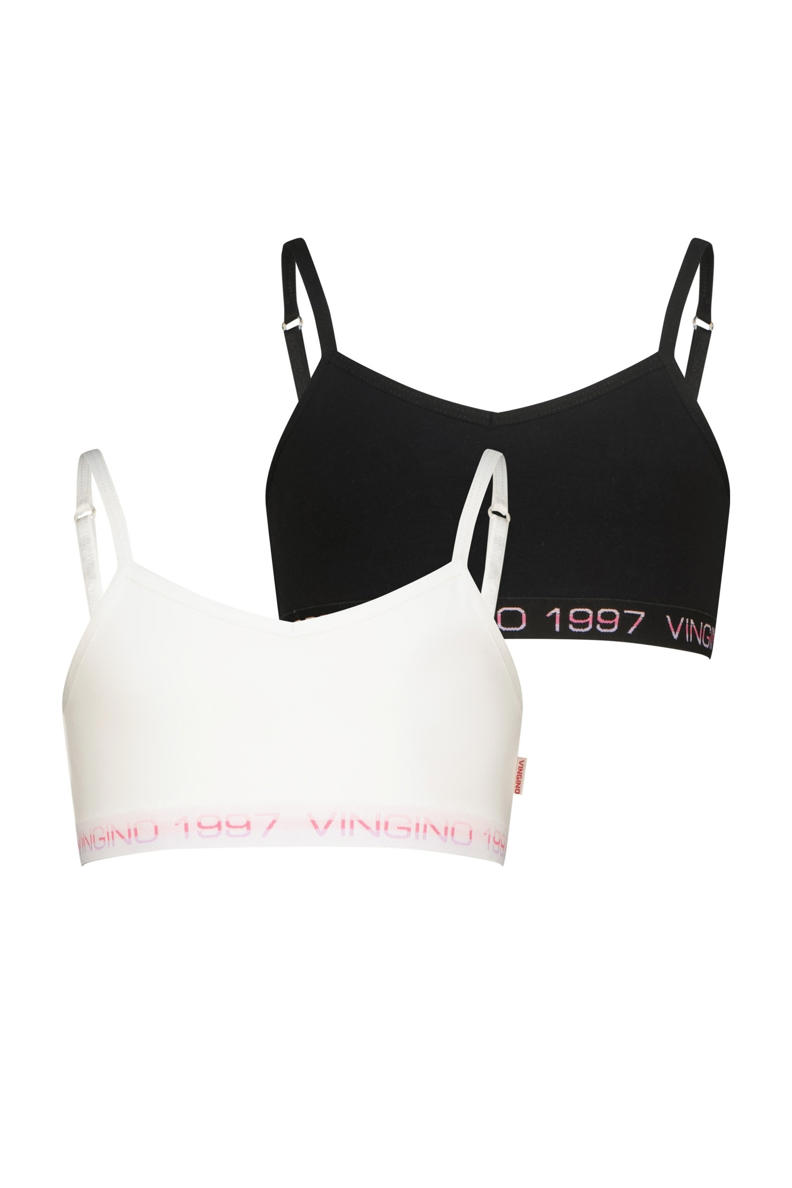 Vingino bh top - set van 2 zwart/wit | wehkamp