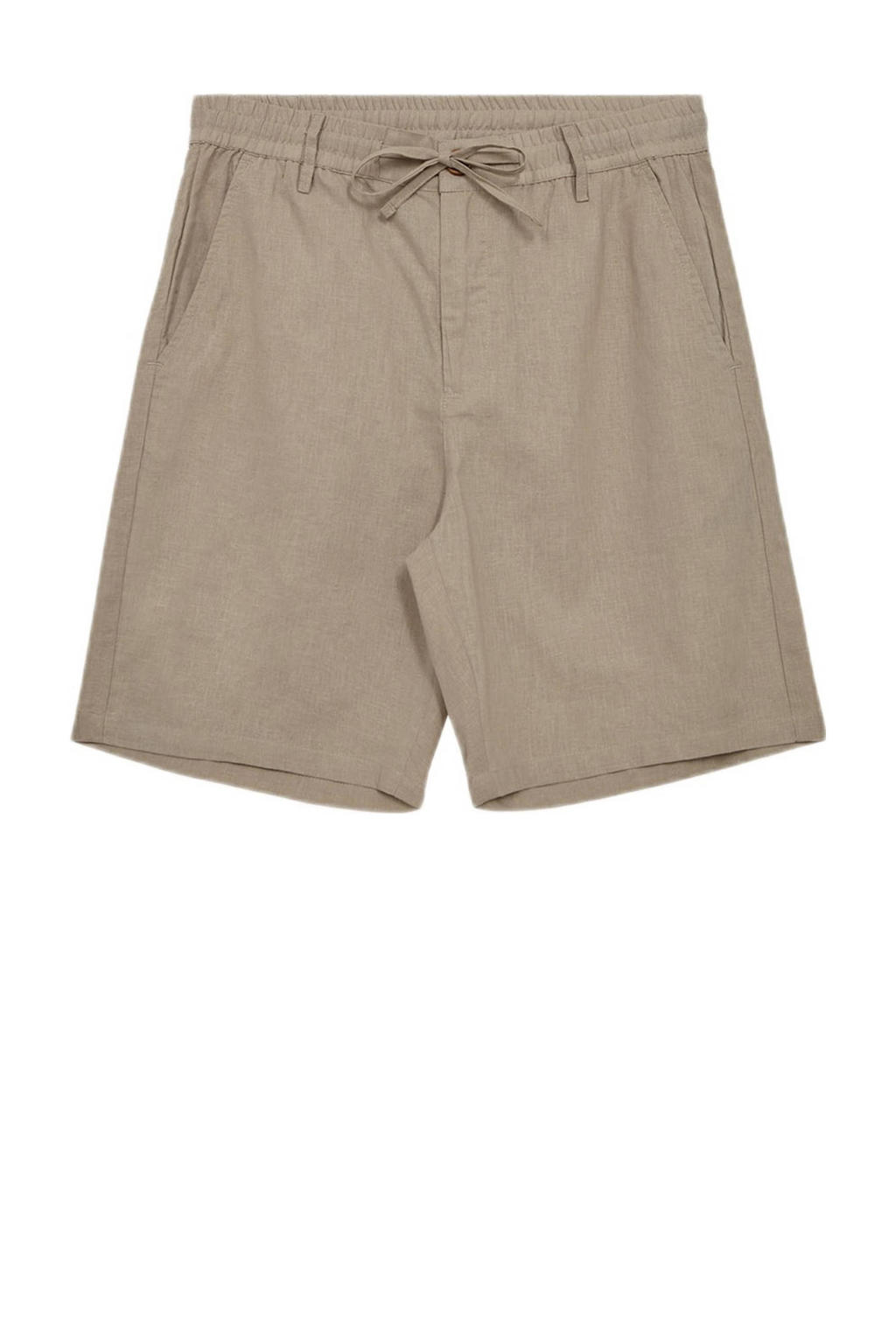 Anerkjendt linnen regular casual short lichtbruin | wehkamp