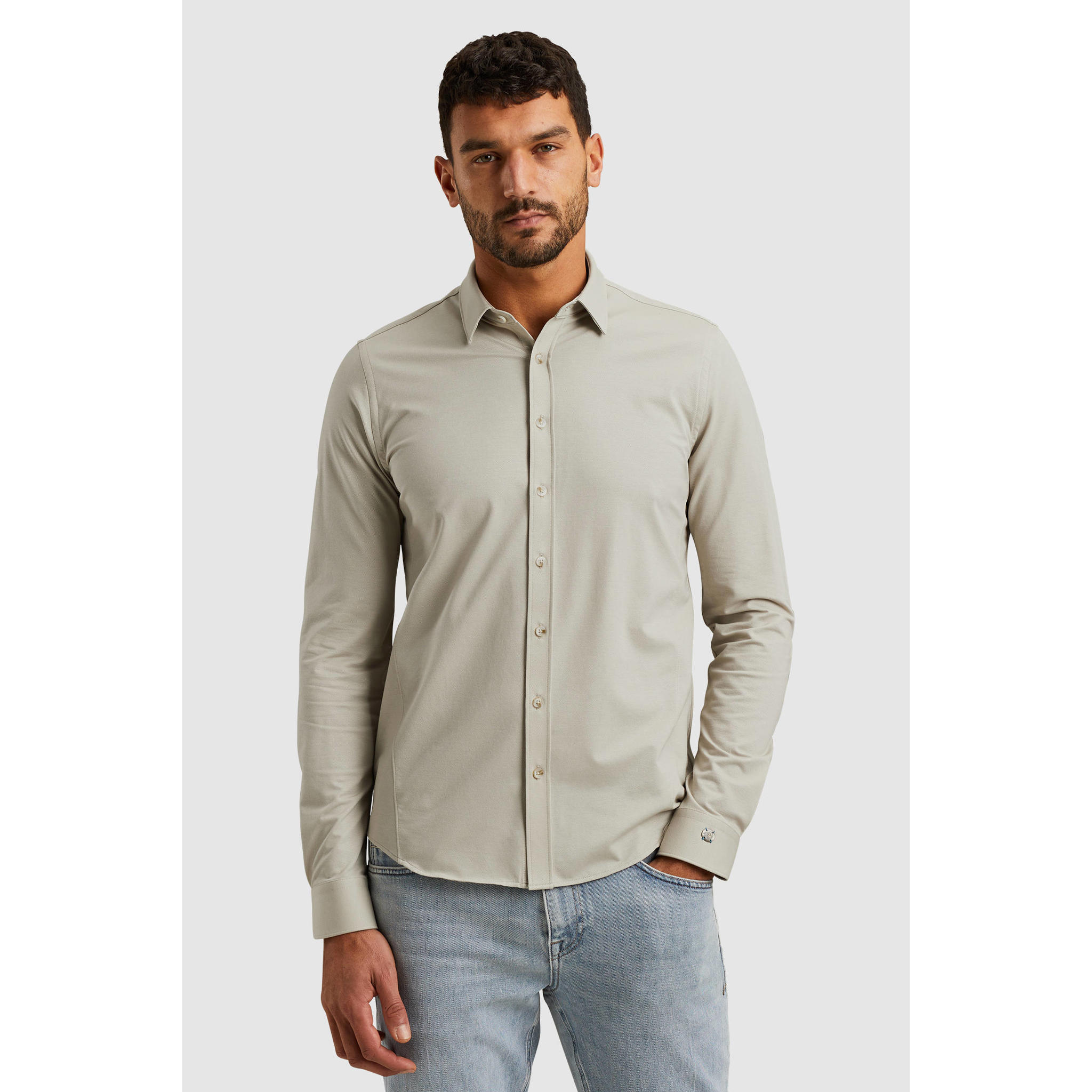 Cast Iron casual overhemd grijsgroen | wehkamp