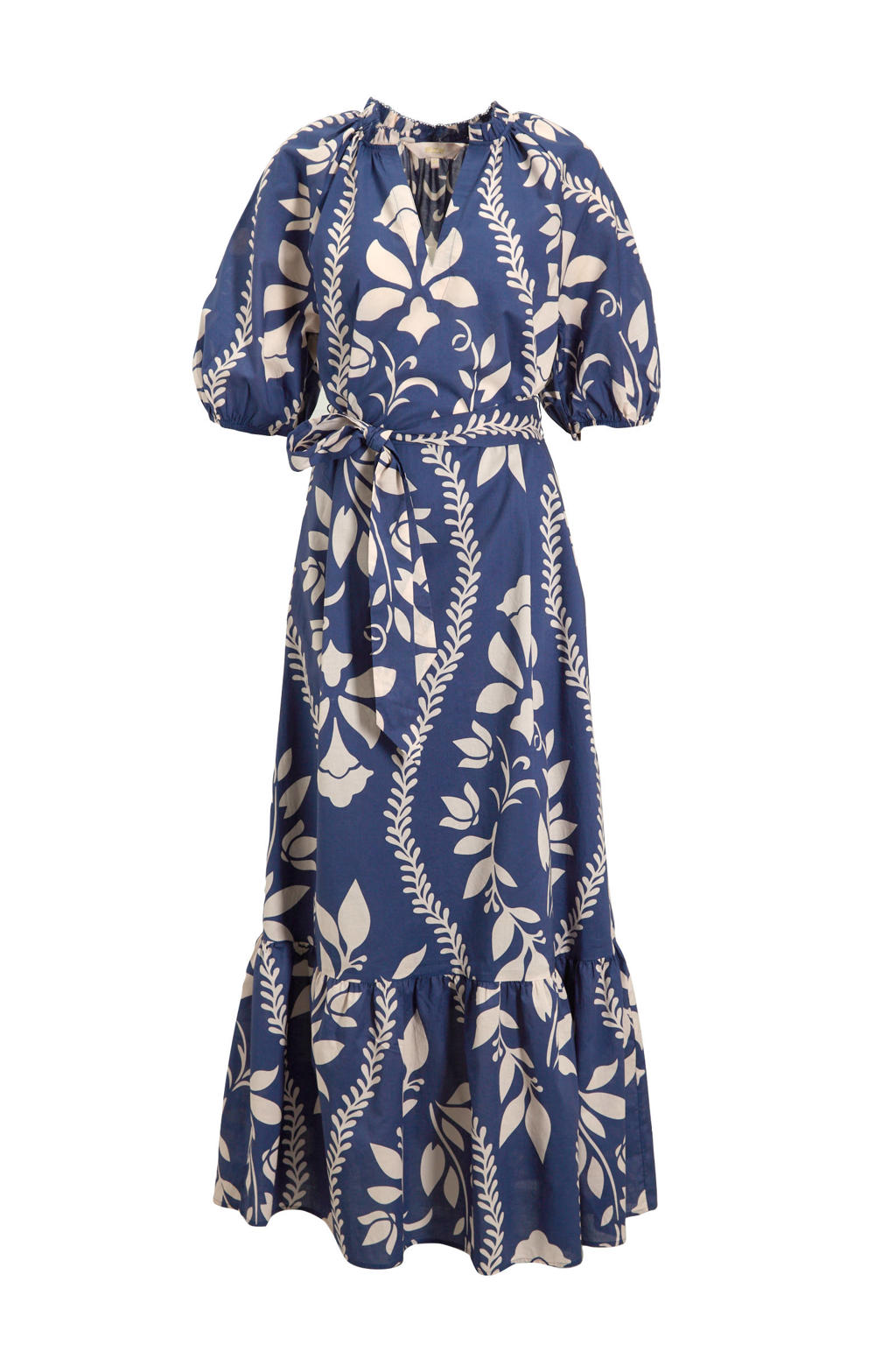 Ruby maxi jurk met all over print blauw/beige | wehkamp