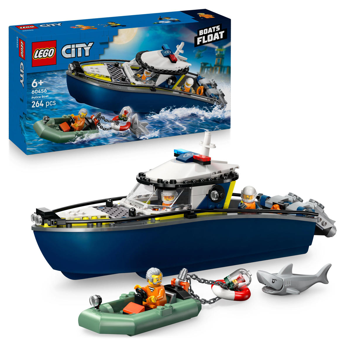 LEGO City Achtervolging met Politieboot, Drijft Echt 60456 | wehkamp