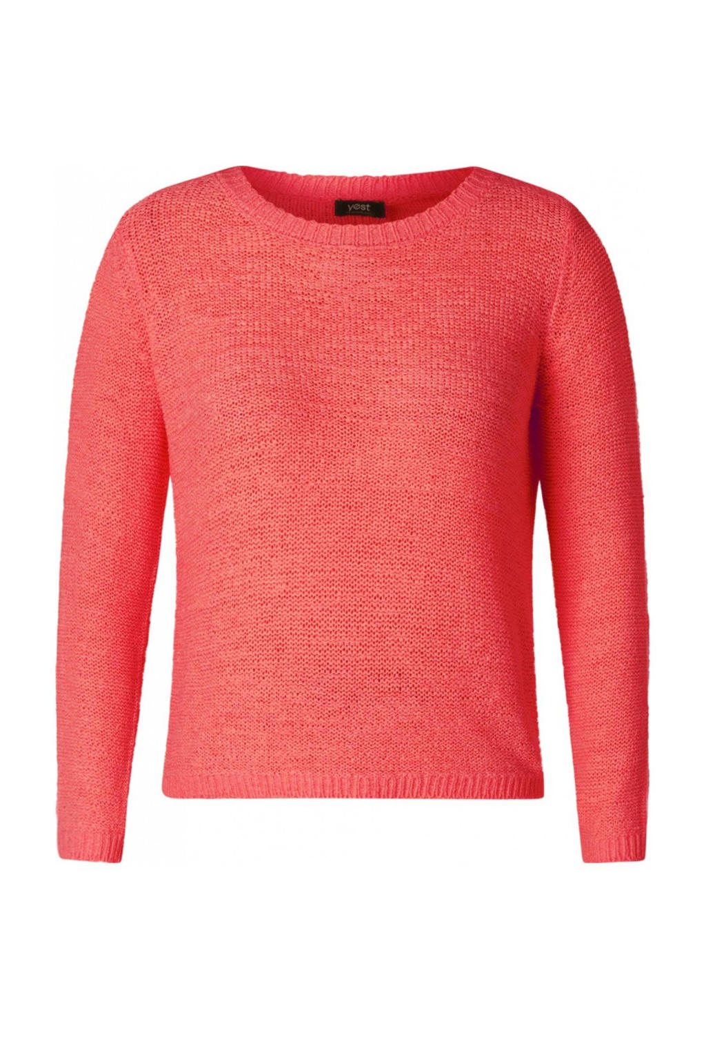 Yesta gebreide trui koraalrood | wehkamp