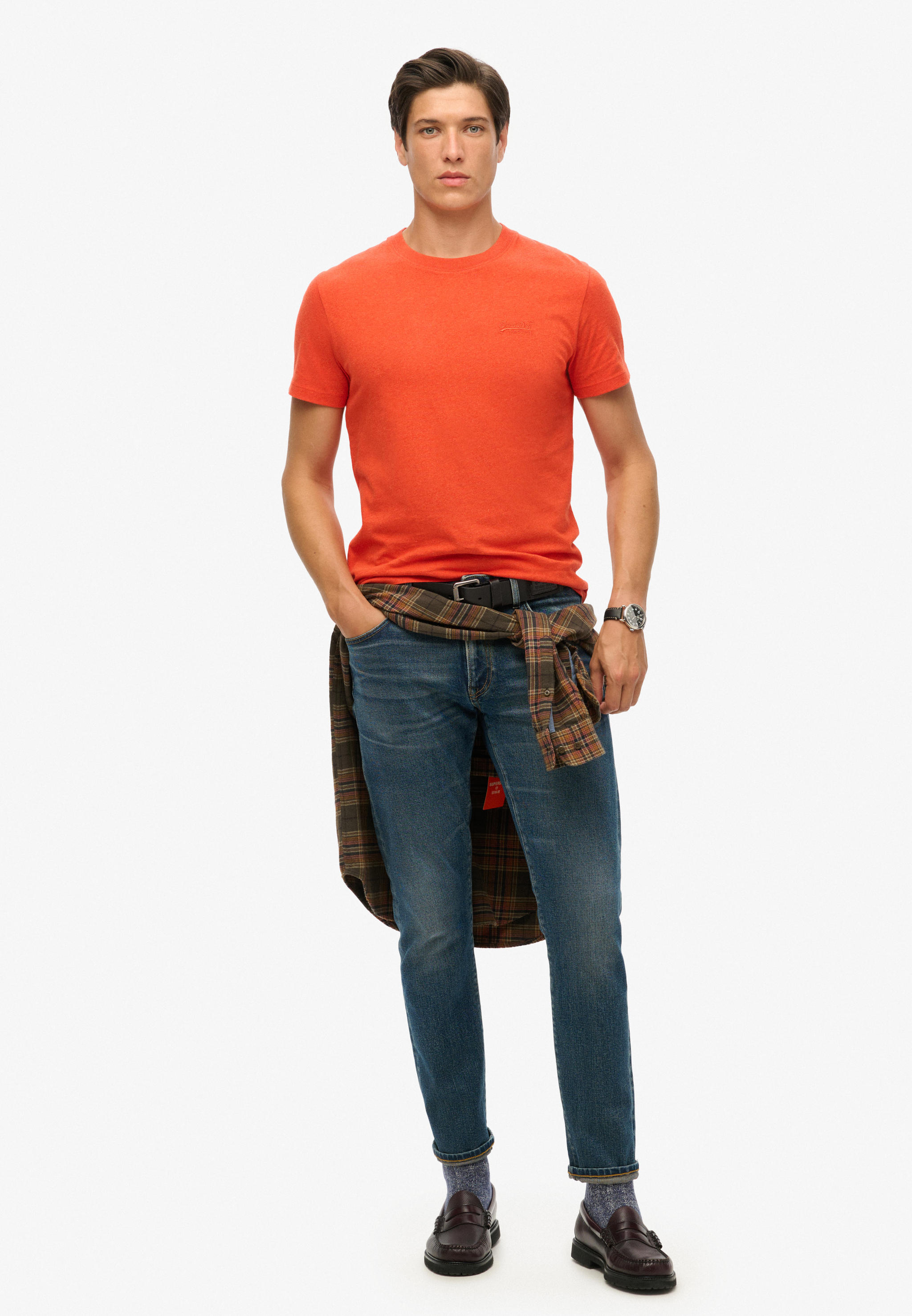 Superdry slim fit t-shirt cognac | wehkamp