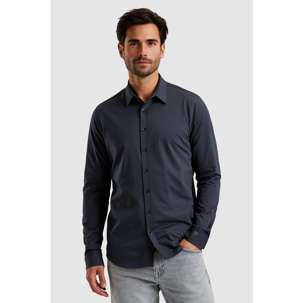 Cast Iron casual overhemd donkerblauw | wehkamp