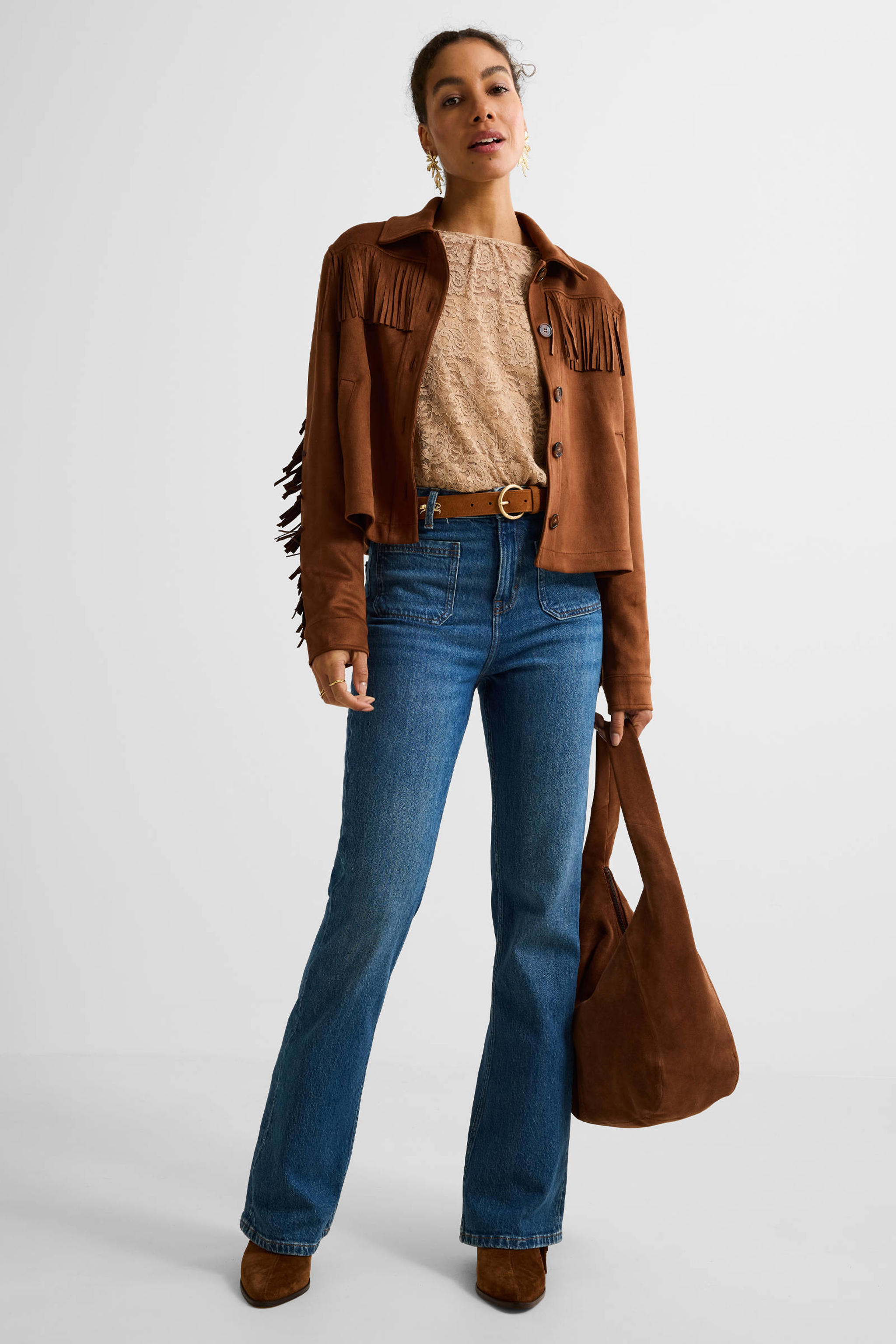 Ruby high waist flared jeans donkerblauw | wehkamp