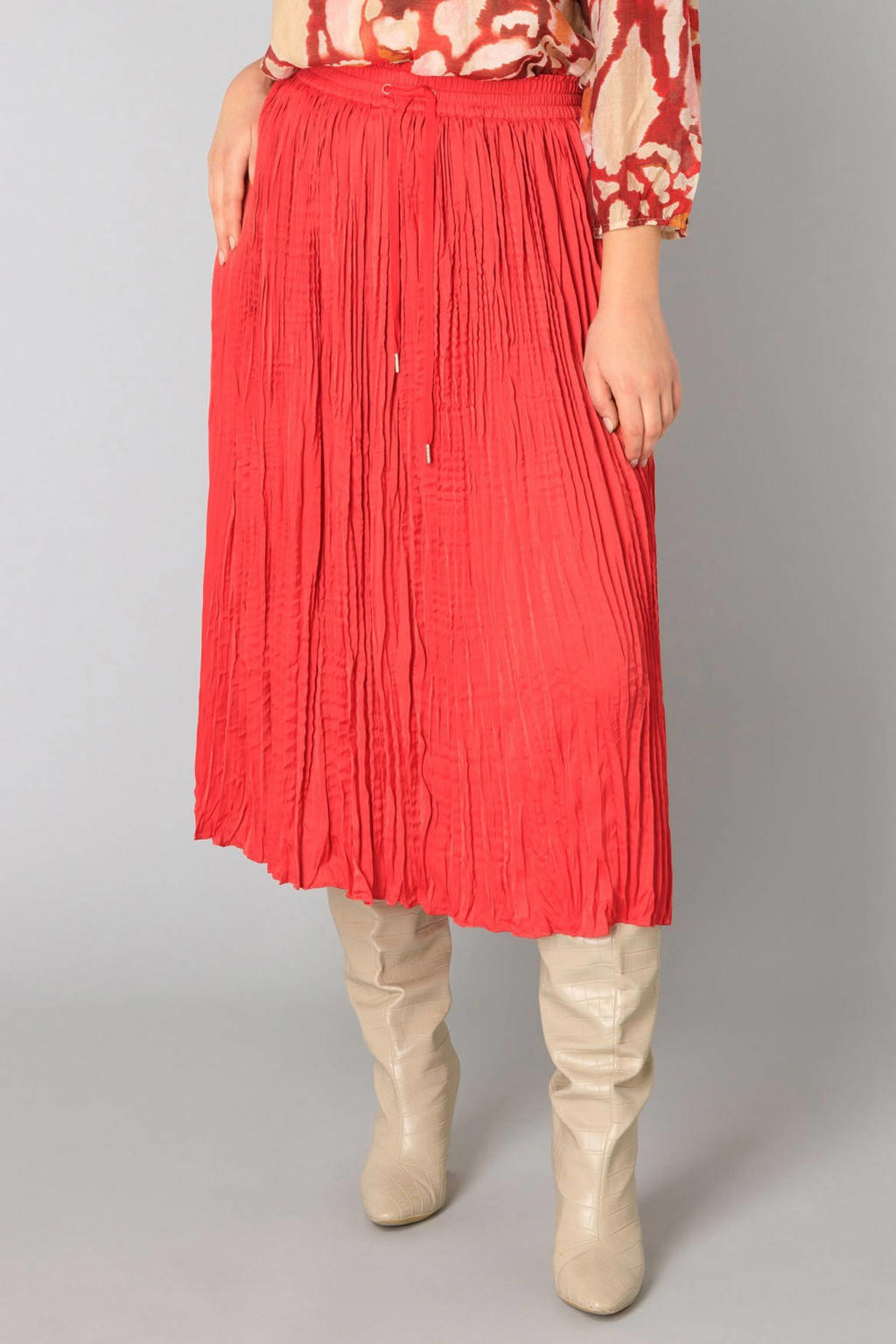Yesta plissé rok koraalrood kopen? | Morgen in huis | wehkamp