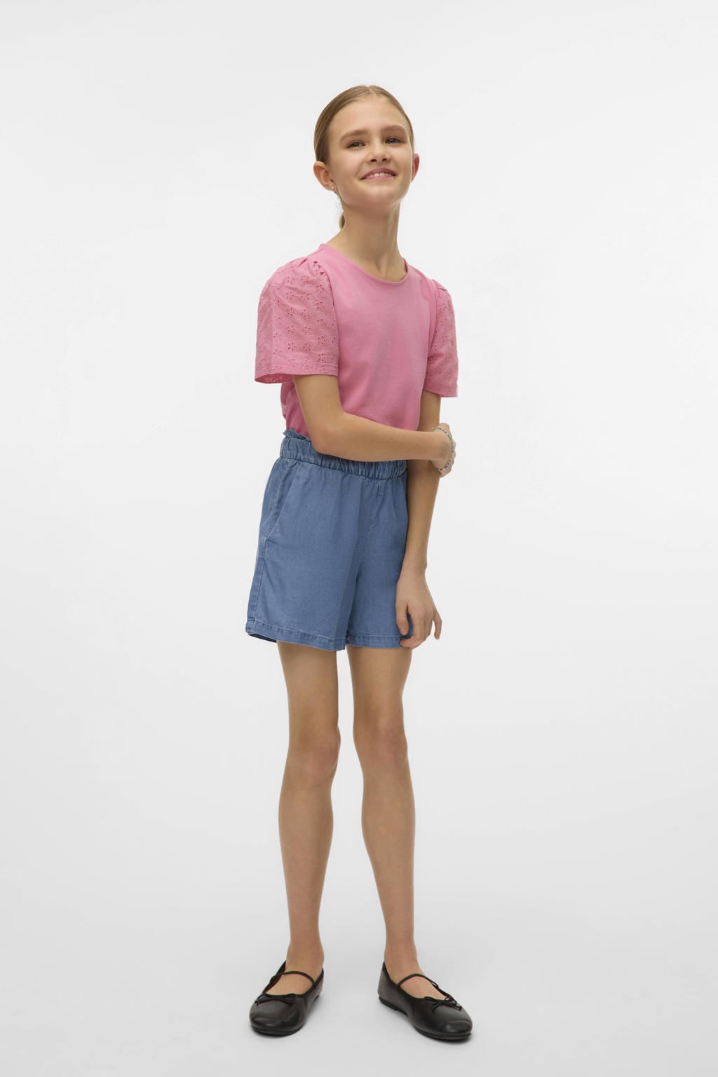 VERO MODA GIRL T-shirt roze broderie | wehkamp