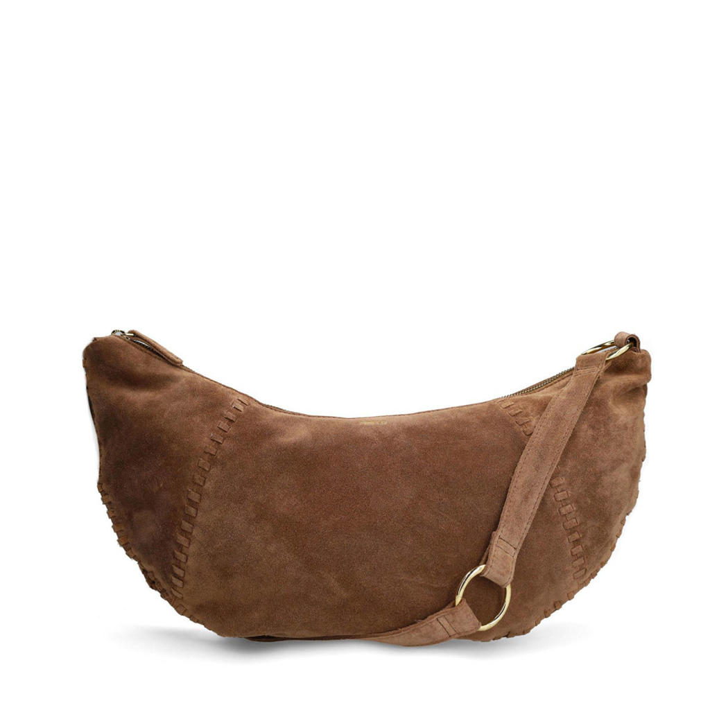 Manfield suede crossbody tas bruin | wehkamp