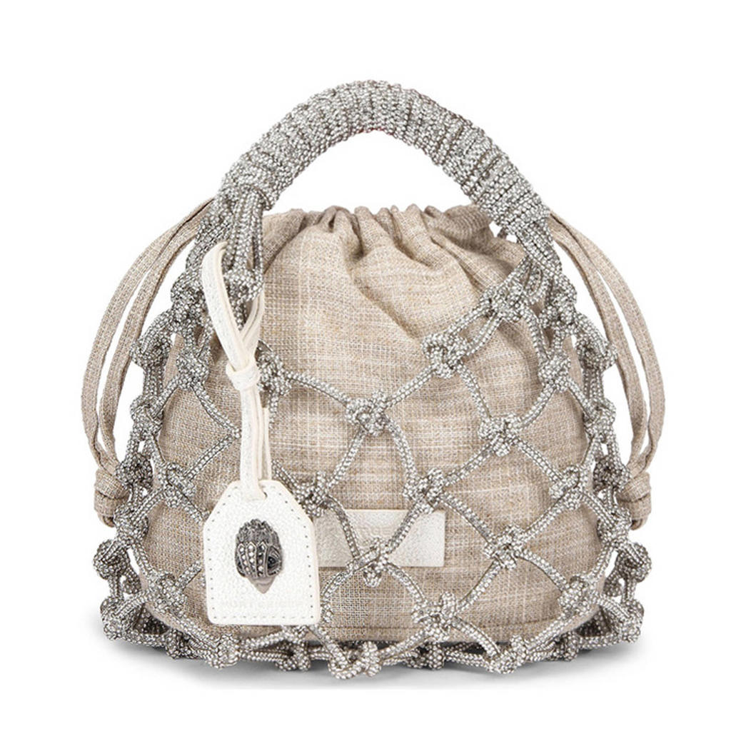 Kurt Geiger handtas Macrame Crystal beige/zilverkleurig | wehkamp