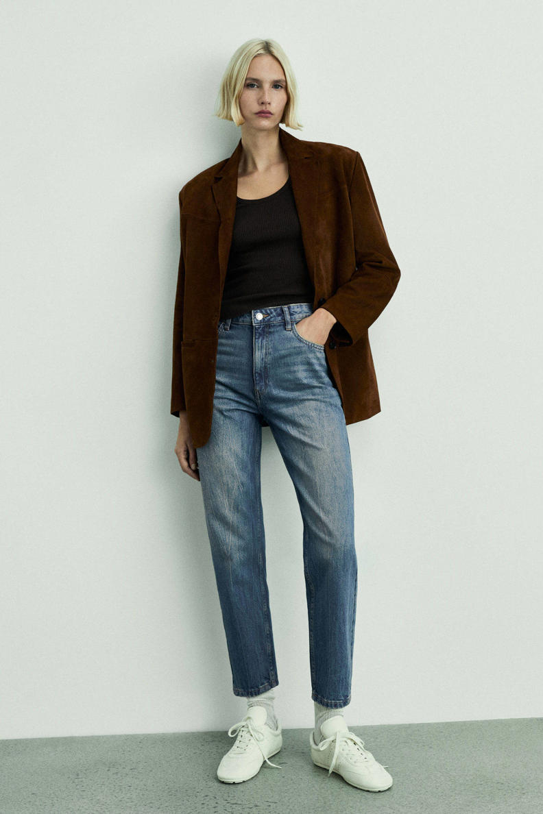 Mango regular waist mom jeans medium blue denim | wehkamp