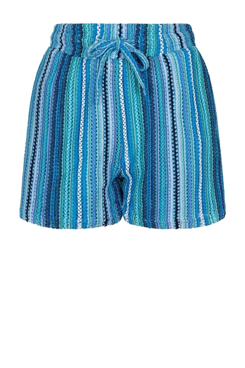 Lofty Manner straight regular waist casual short blauw gehaakt | wehkamp