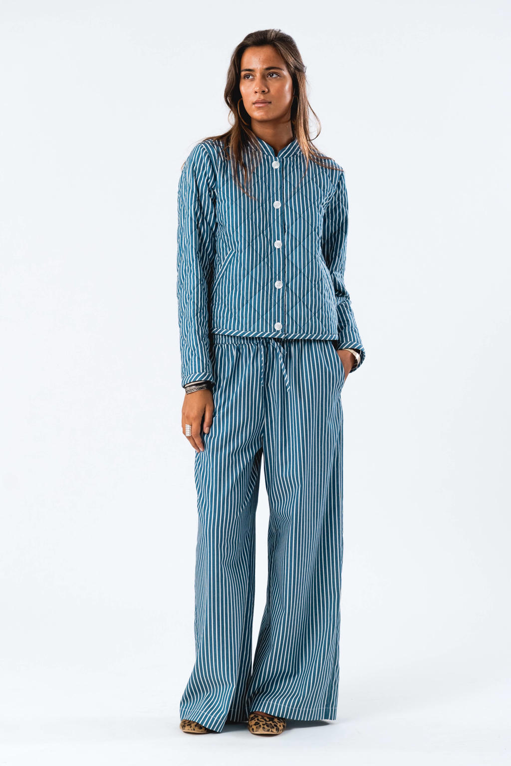 Lollys Laundry straight high waist broek blauw | wehkamp