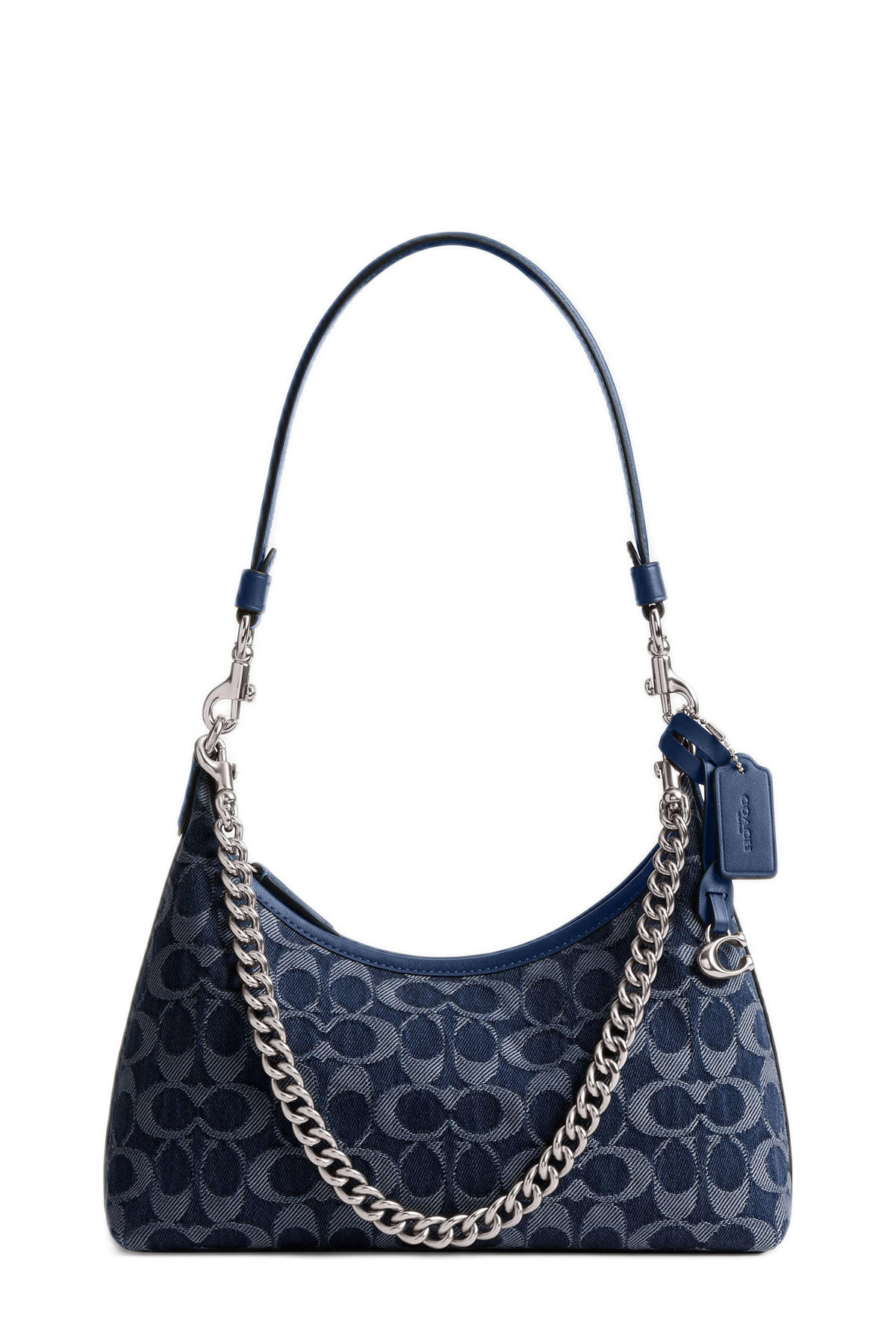 Coach denim schoudertas Juliet 25 met logoprint donkerblauw | wehkamp