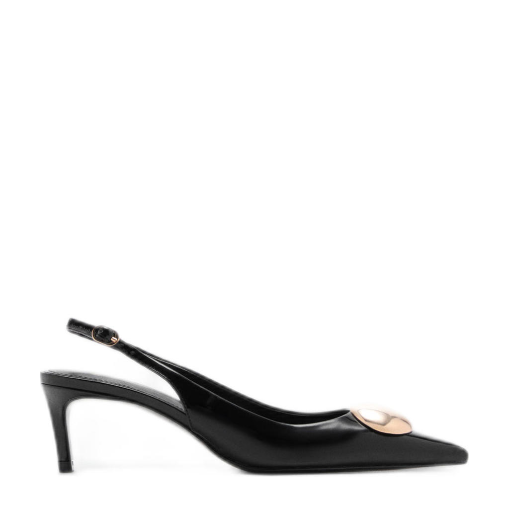 Mango slingback pumps zwart/goud | wehkamp