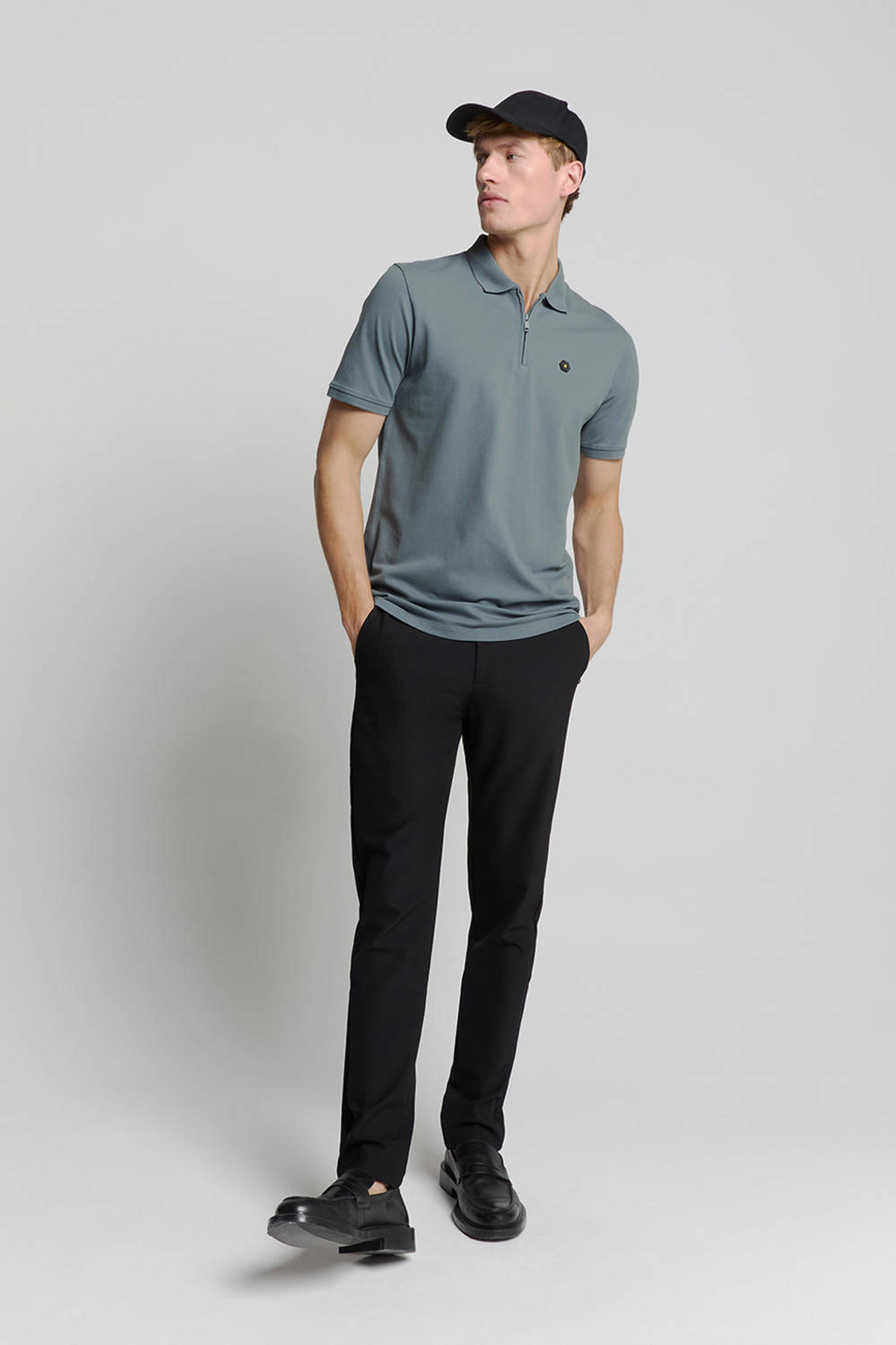 No Excess regular polo grijsblauw | wehkamp